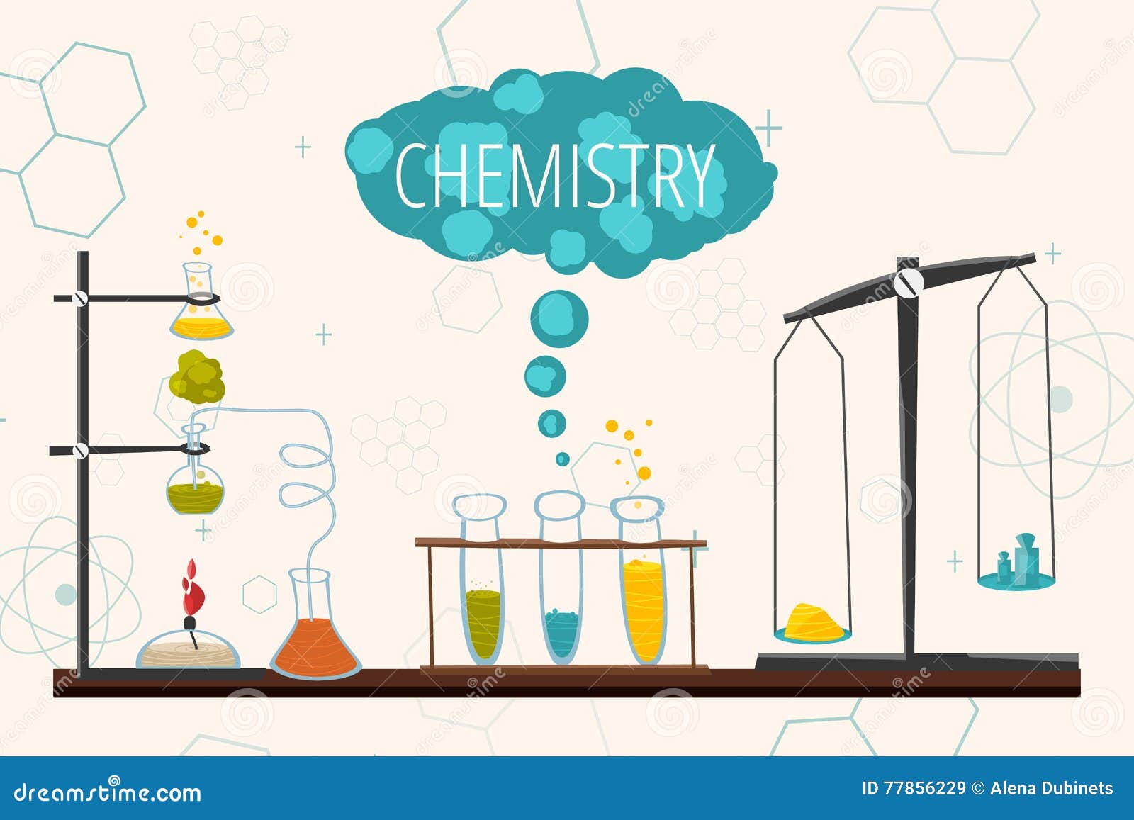 Colorful Illustration with Scientific Instruments and Equipment for ...