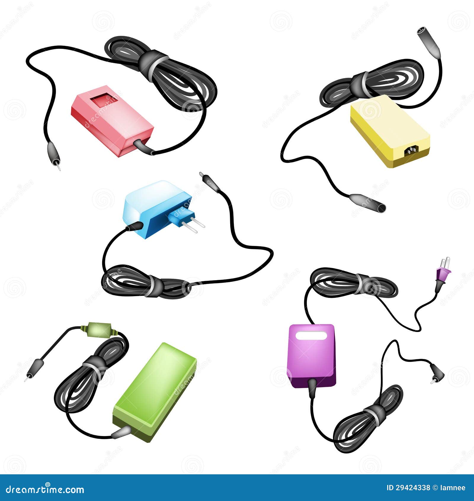 A Colorful Illustration Set of Adaptor Power Suppl Stock Vector ...