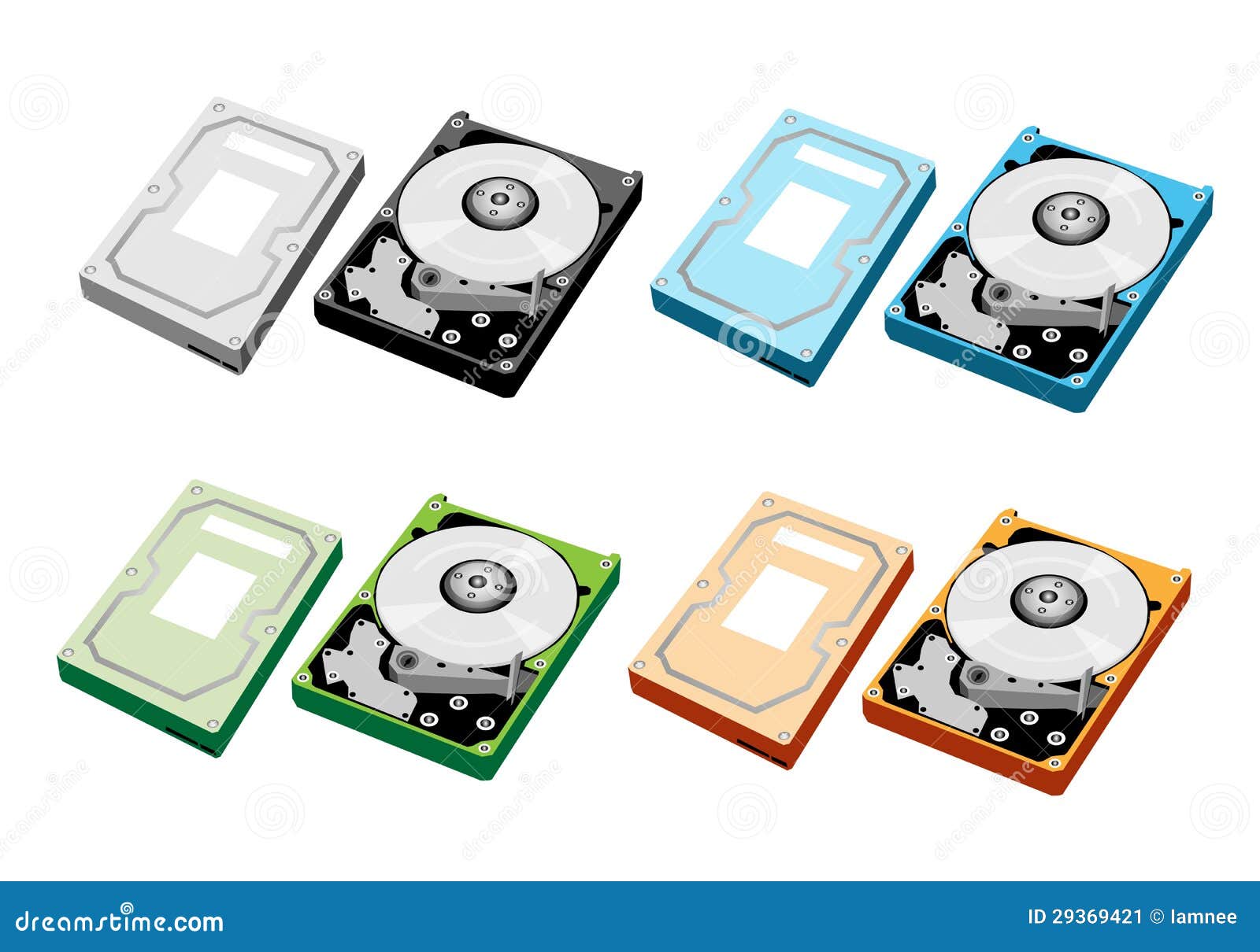 Colorful Illustration Set of Computer Hard Disk Stock Vector ...