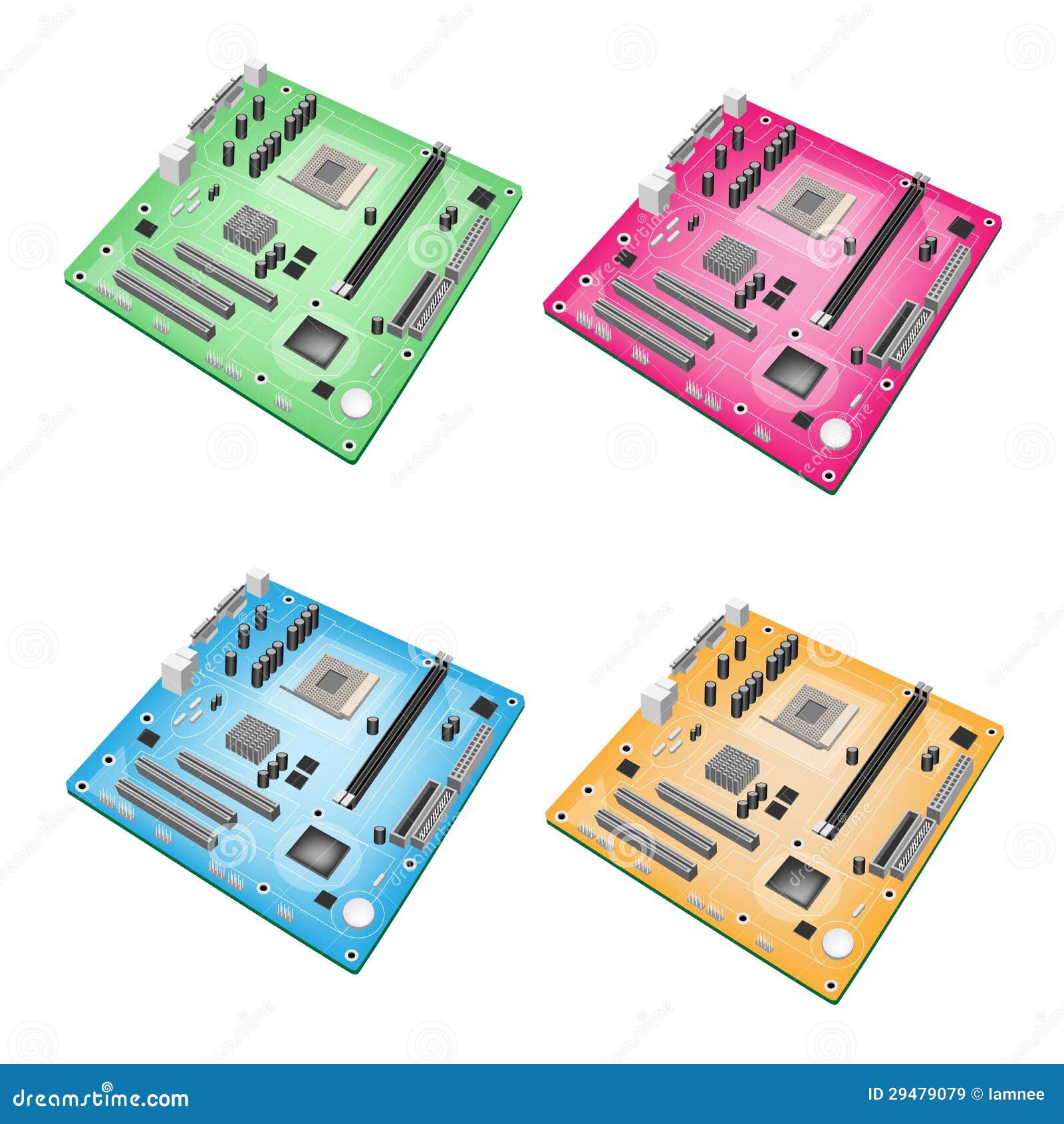 A Colorful Illustration Set of Computer Motherboar Stock Vector ...