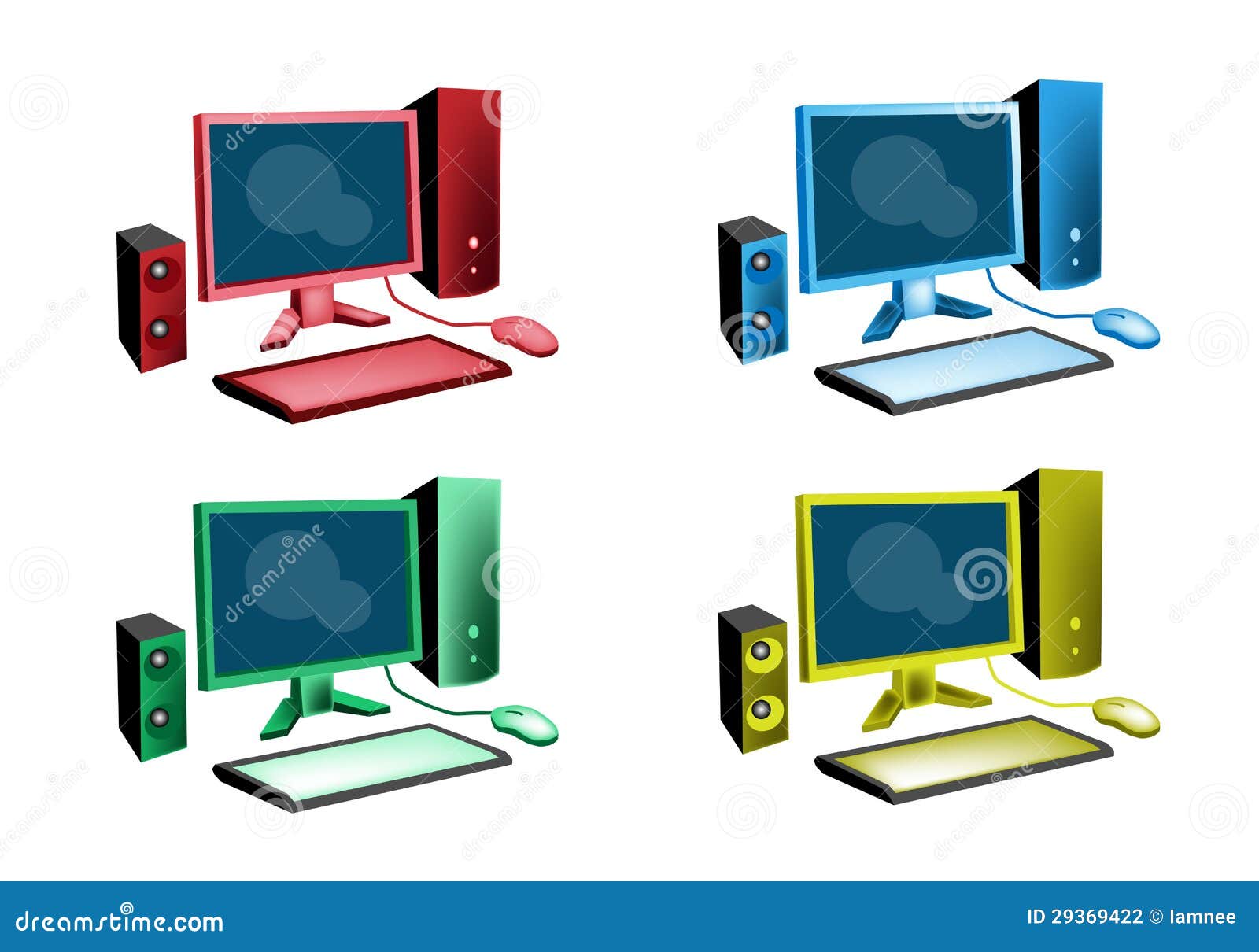 Colorful Illustration Set of Desktop Computer Icon Stock Vector ...
