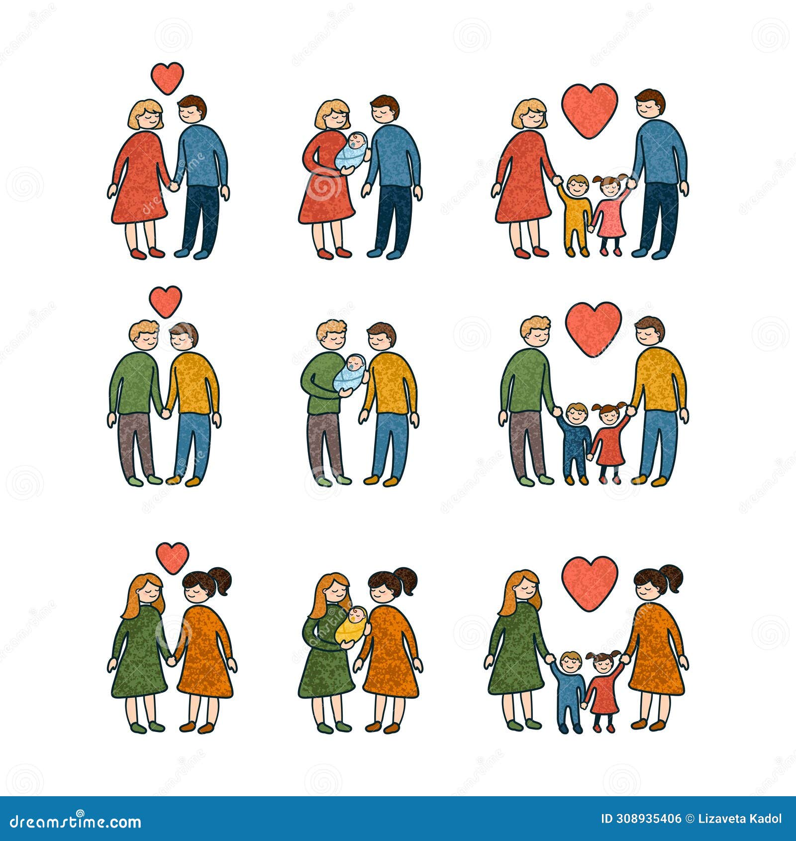 Colorful Illustration Set of Different Family Stock Vector ...