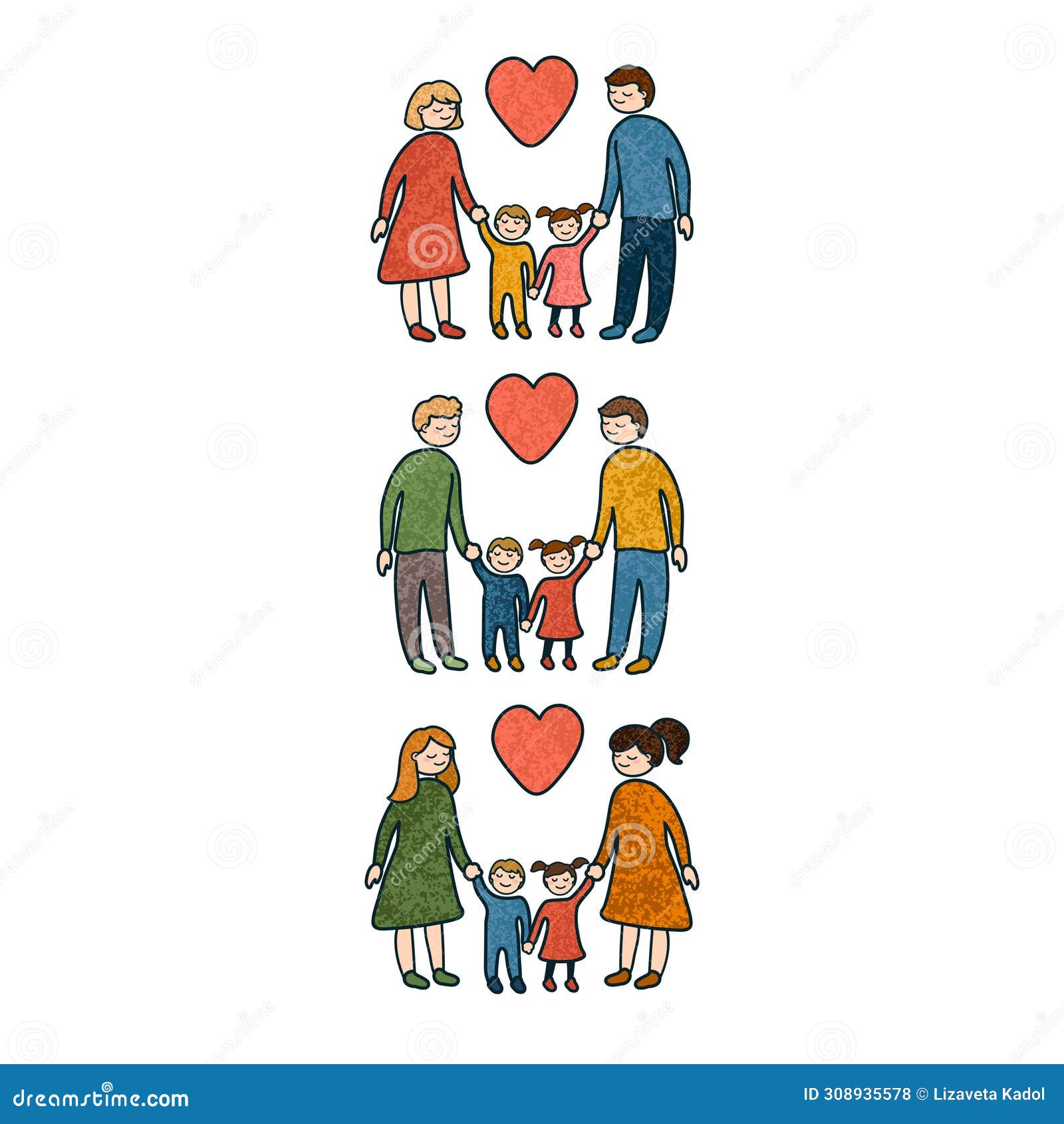 Colorful Illustration Set of Different Family Stock Vector ...