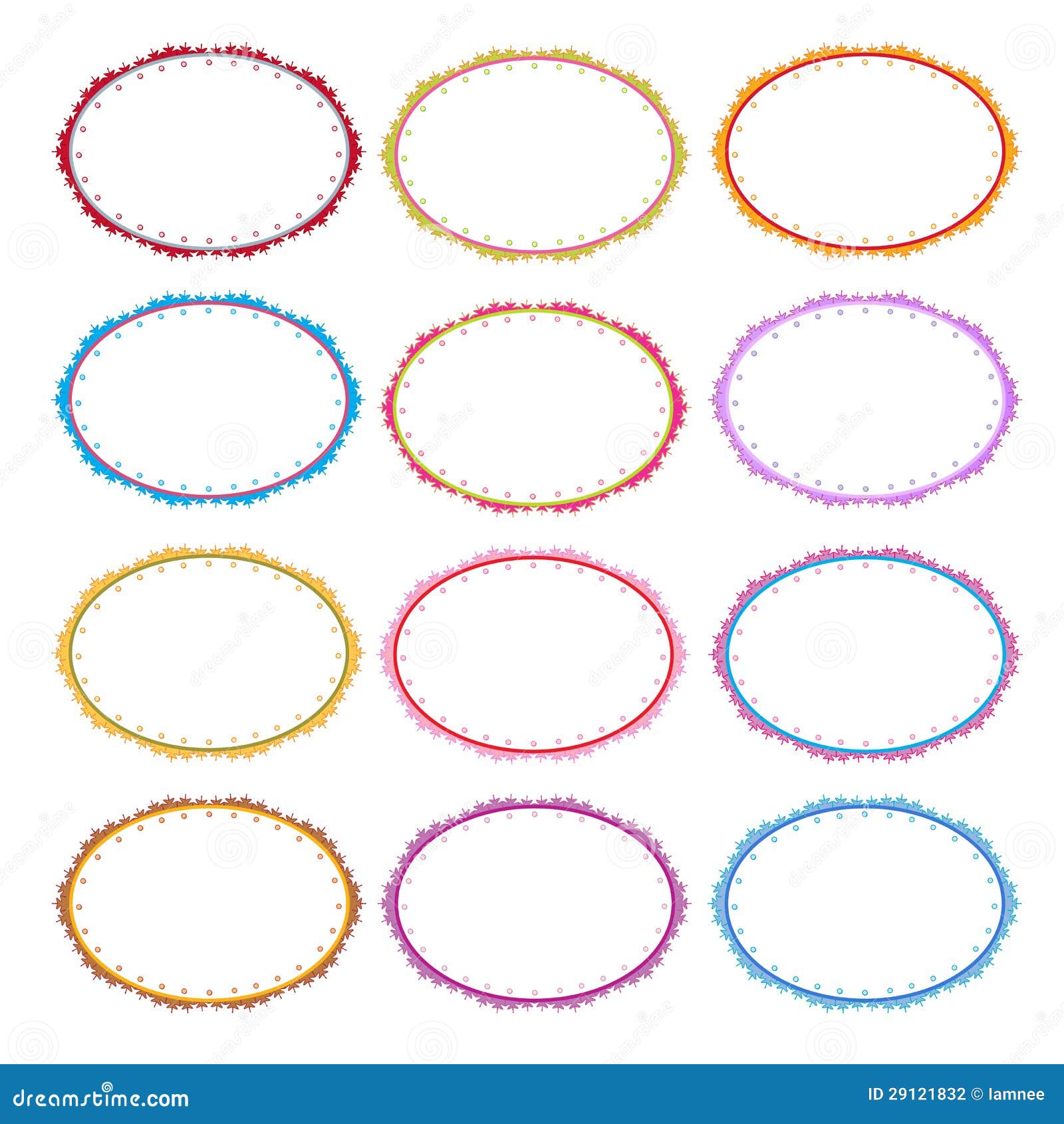 Colorful Illustration Set of Oval Vintage Frames Stock Vector ...