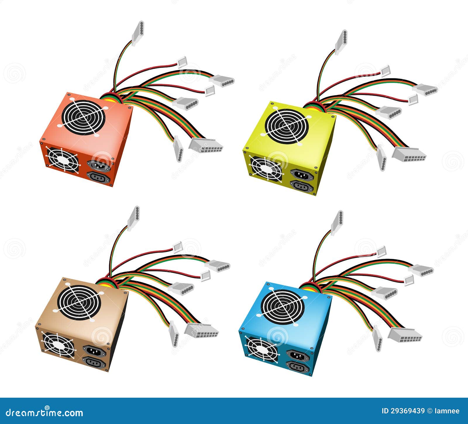 Colorful Illustration Set of Power Supply Box Stock Vector ...