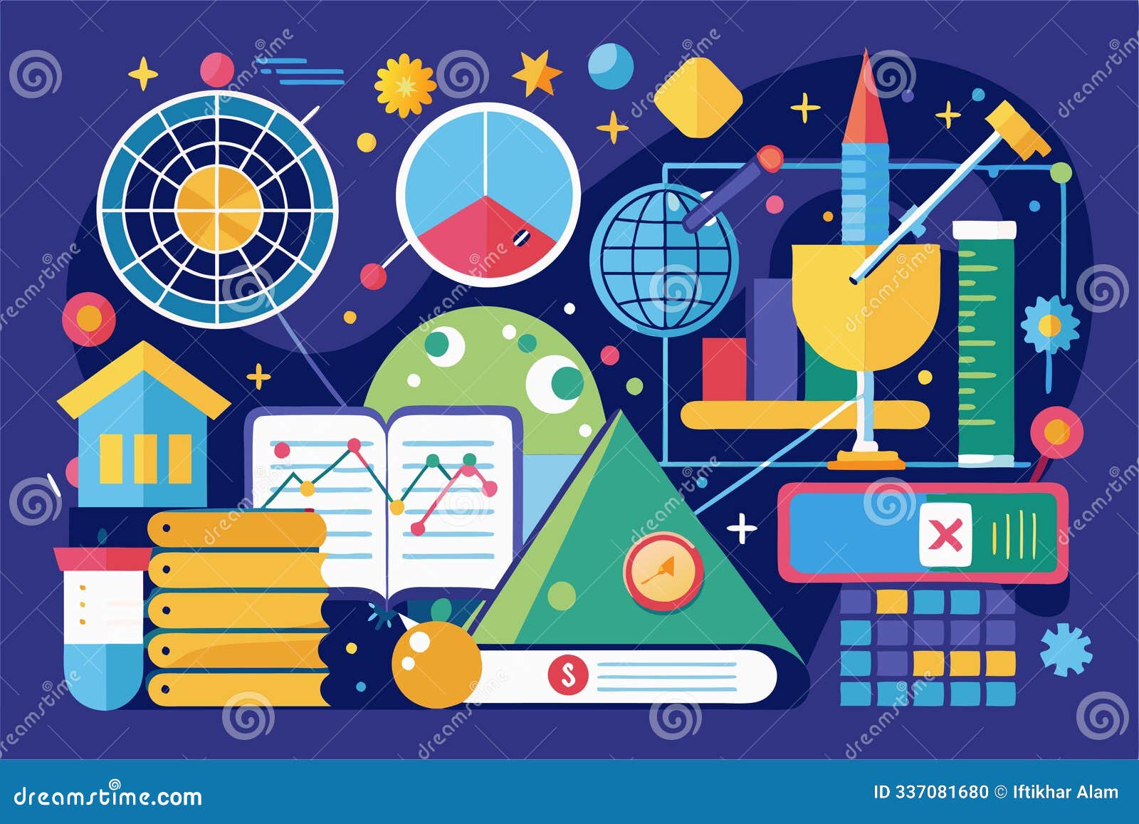 A Colorful Illustration Showcasing Various Mathematical Concepts ...