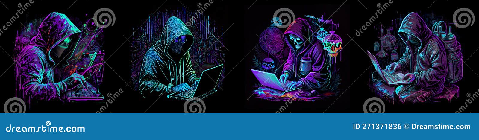 Skeleton Hacker Using the Internet. Anonymous Person from Darknet Stock ...