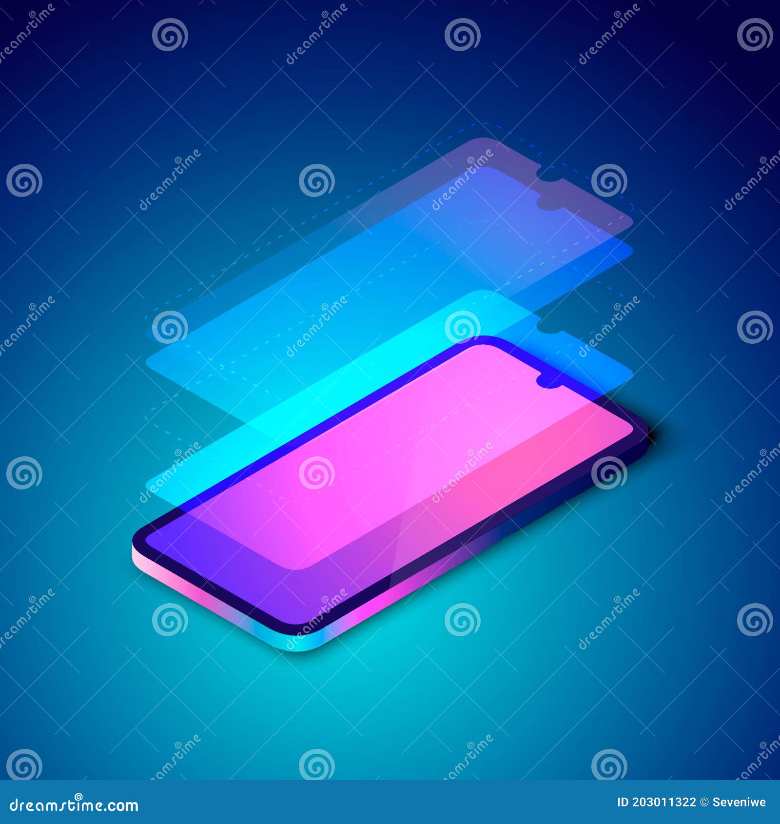 Colorful Illustration of Smartphone Screen Layers. Technology Screen ...