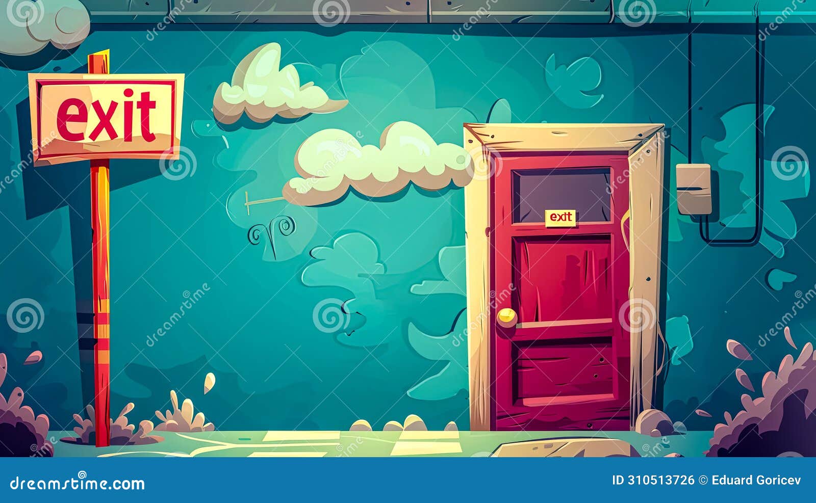 Cartoon Style Exit Door Concept Stock Photo - Image of generated ...