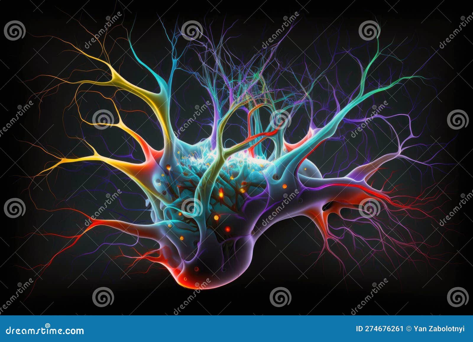 A Colorful Illustration of Synapses Firing. Generative AI Stock ...