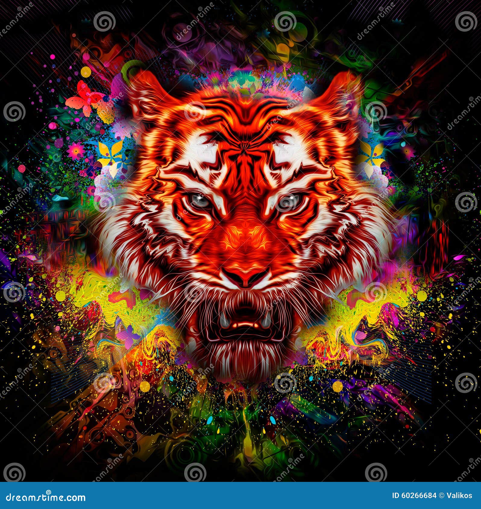 Colorful Illustration of Tiger Stock Illustration - Illustration of ...
