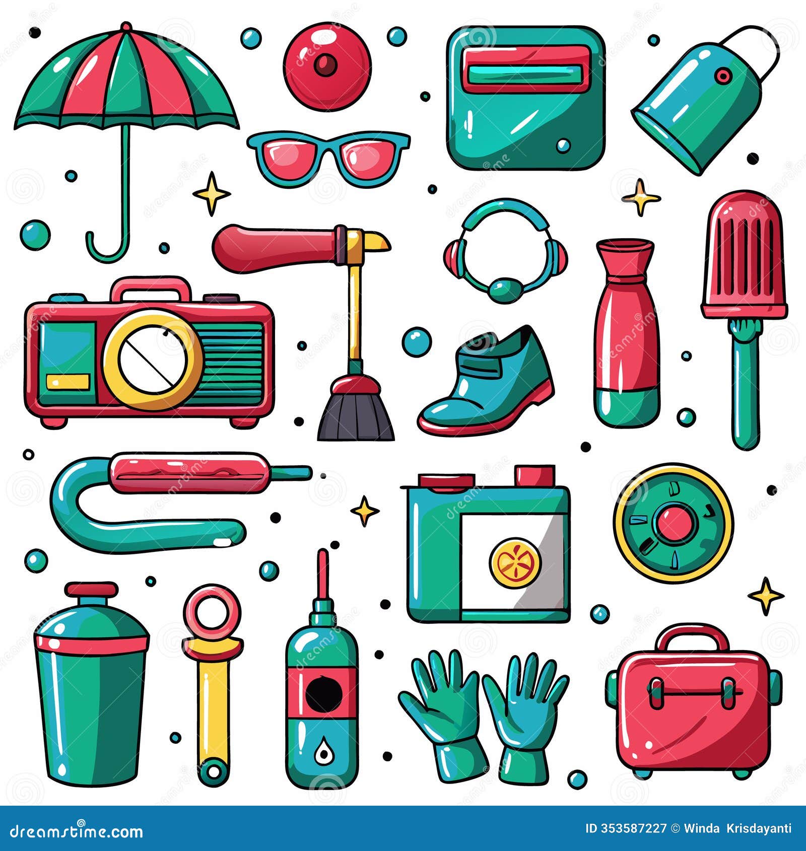 Colorful Illustration of Various Everyday Objects Stock Vector ...
