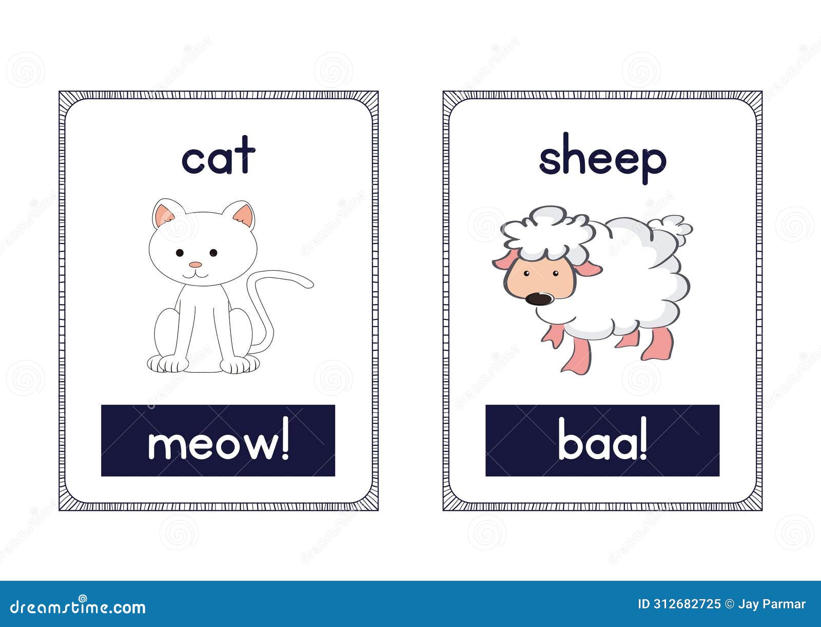 Colorful Illustrative Animal Sounds Flashcard - 4 Stock Illustration ...