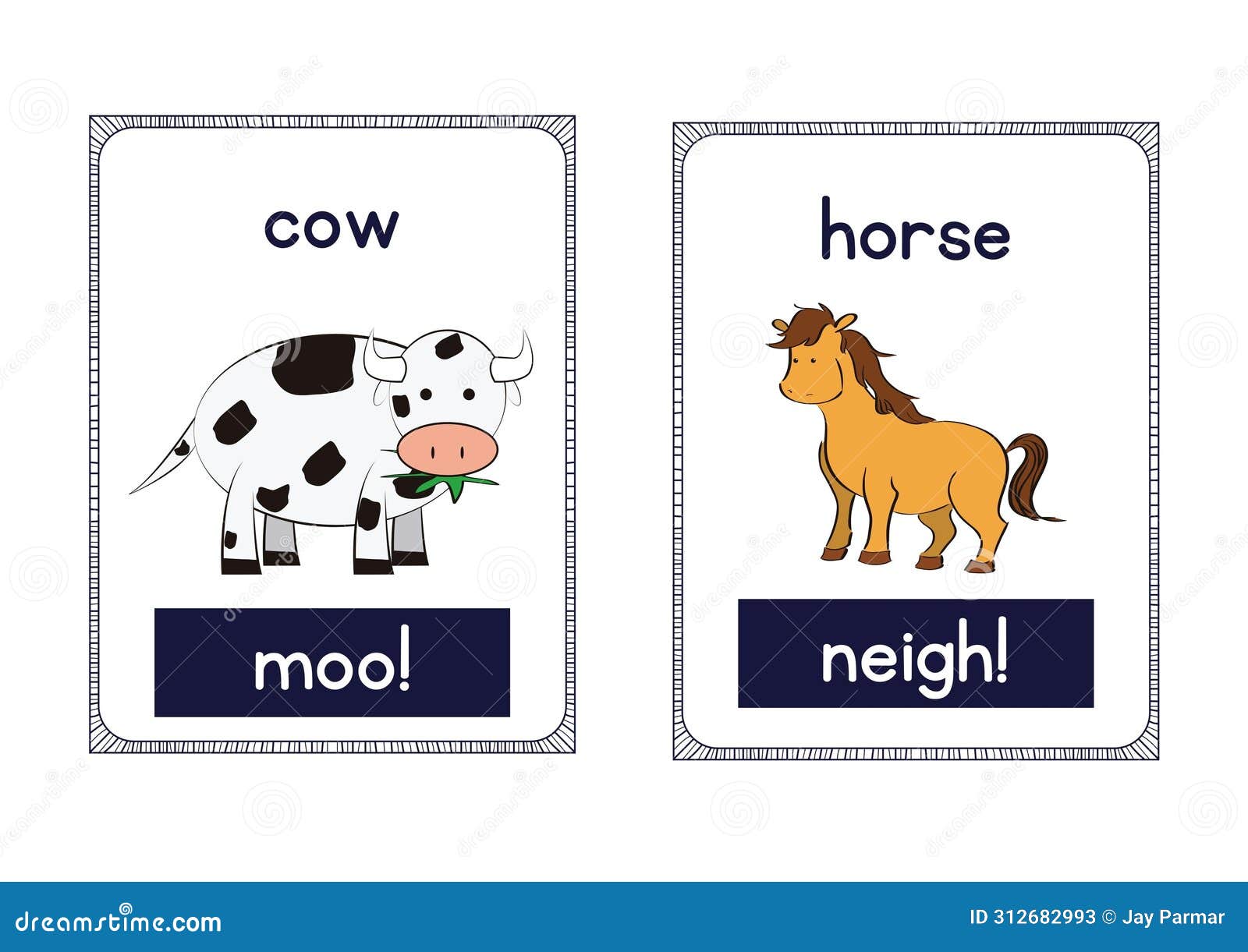 Colorful Illustrative Animal Sounds Flashcard - 1 Stock Illustration ...