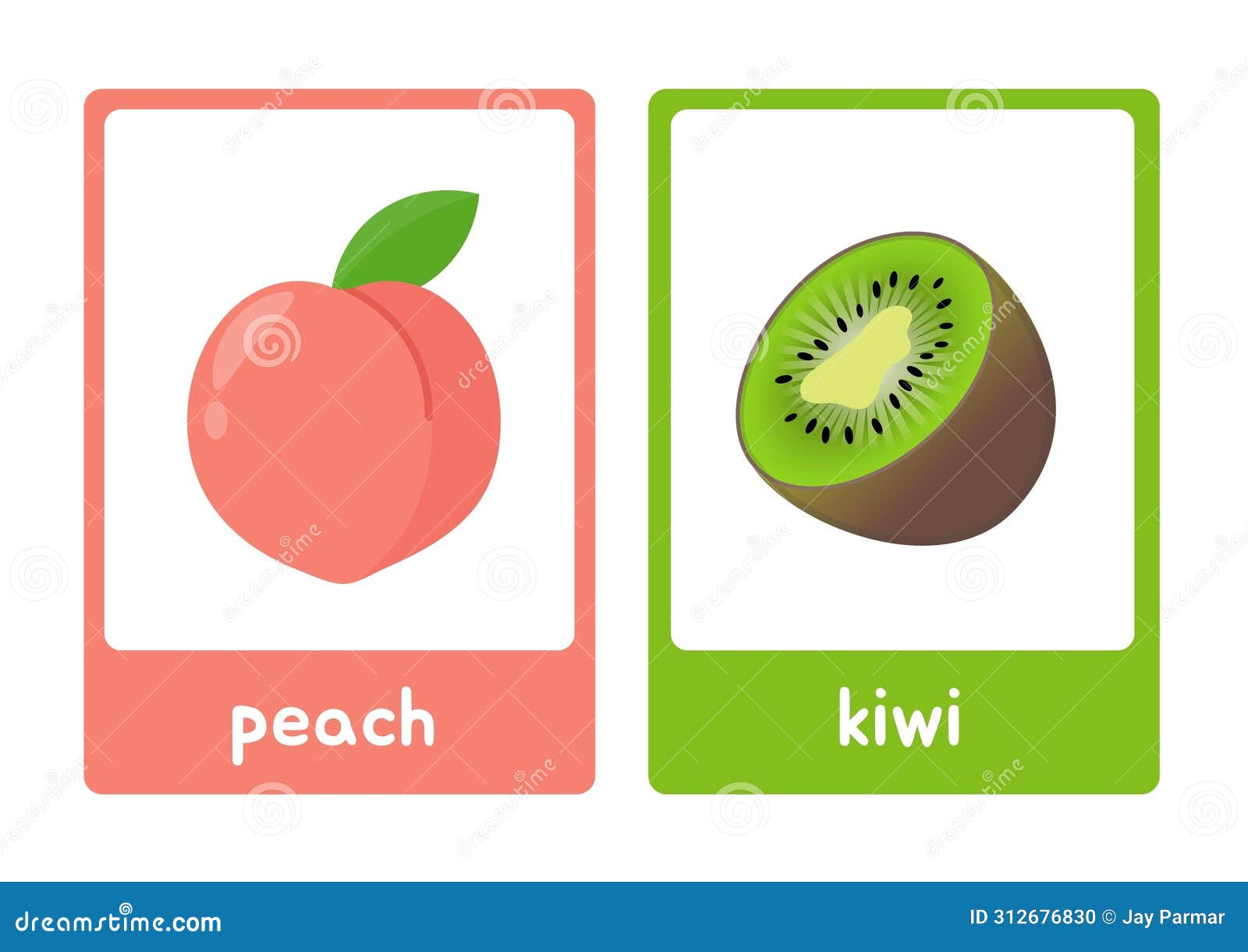 Colorful Illustrative Fruits Flashcard - L S (5 Stock Illustration ...
