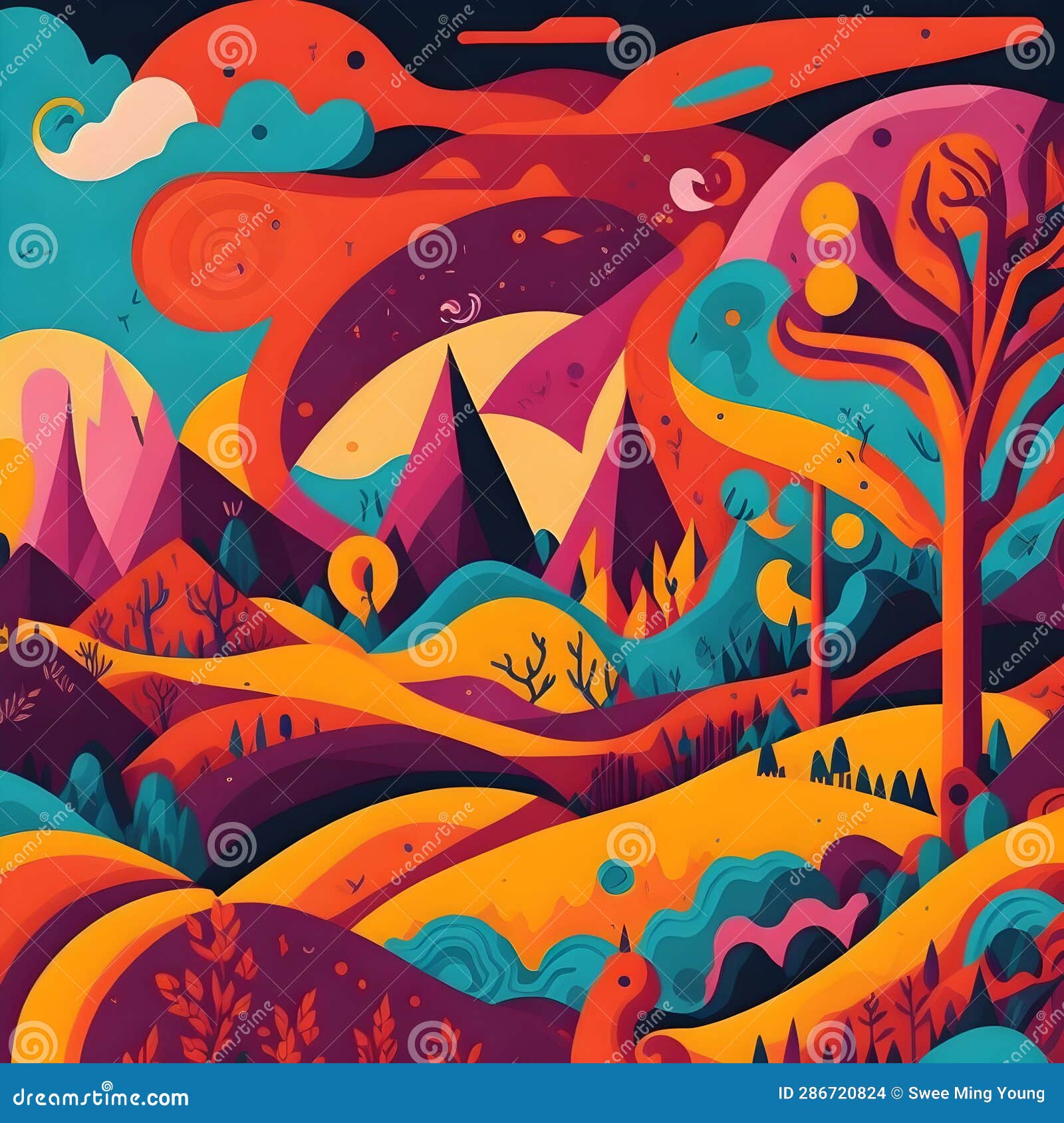 Colorful Image of the Abstract Doodle Art in Multitude Array of Shapes ...