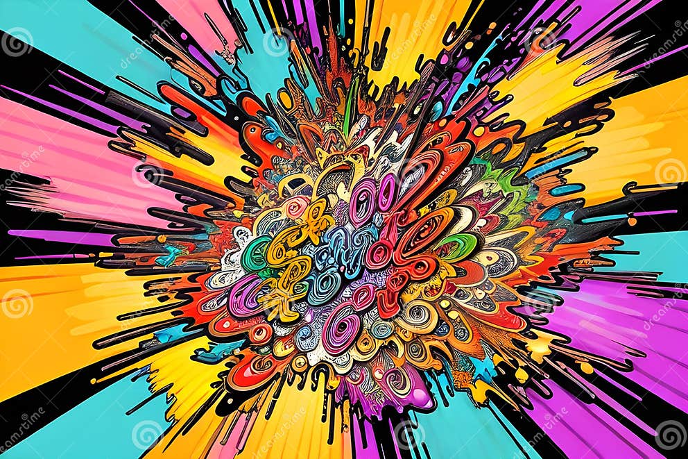 Colorful Image of the Abstract Doodle Art in Multitude Array of Shapes ...