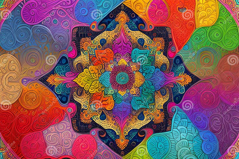 Colorful Image of the Abstract Doodle Art in Multitude Array of Shapes ...