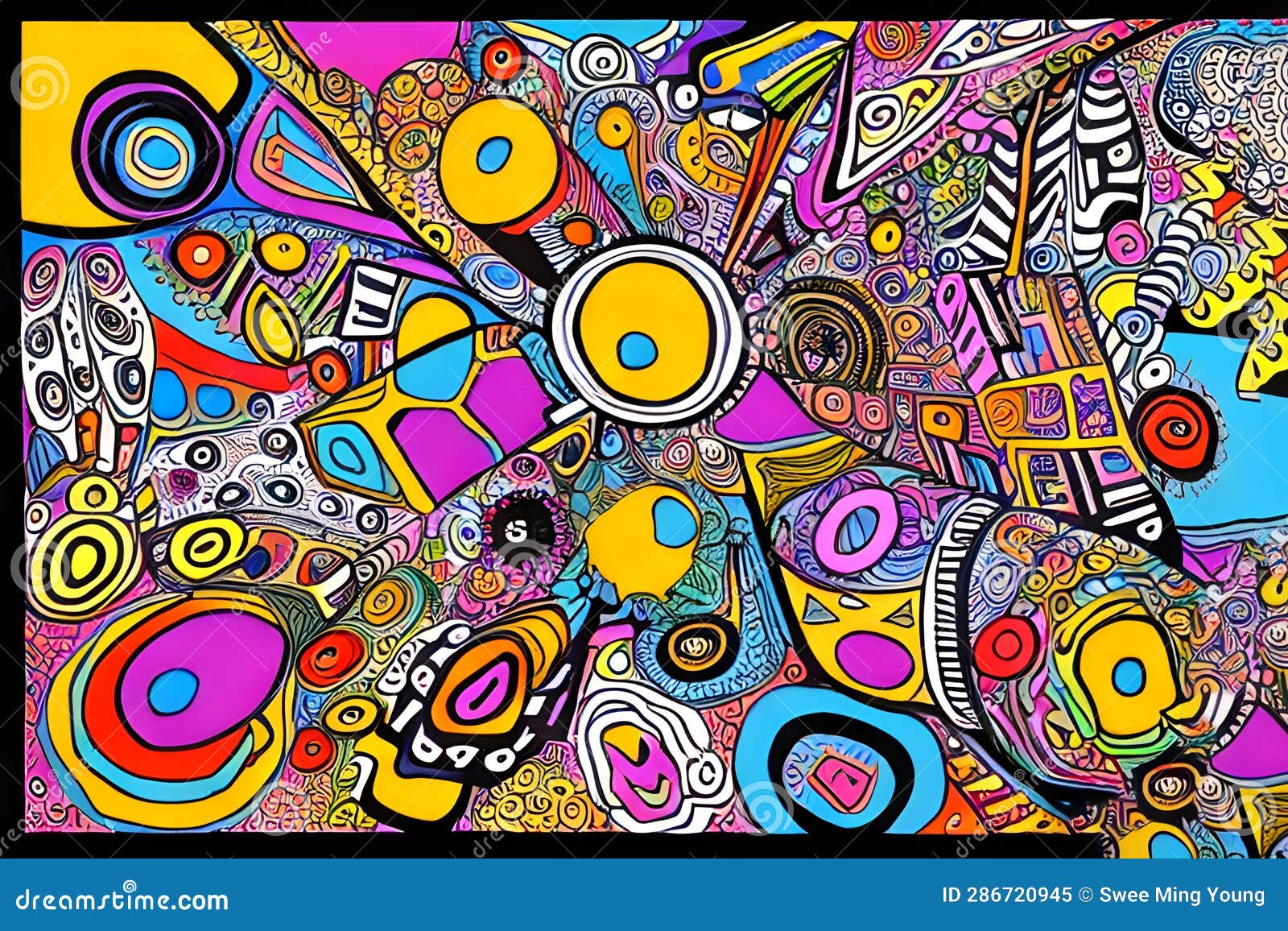 Colorful Image of the Abstract Doodle Art in Multitude Array of Shapes ...