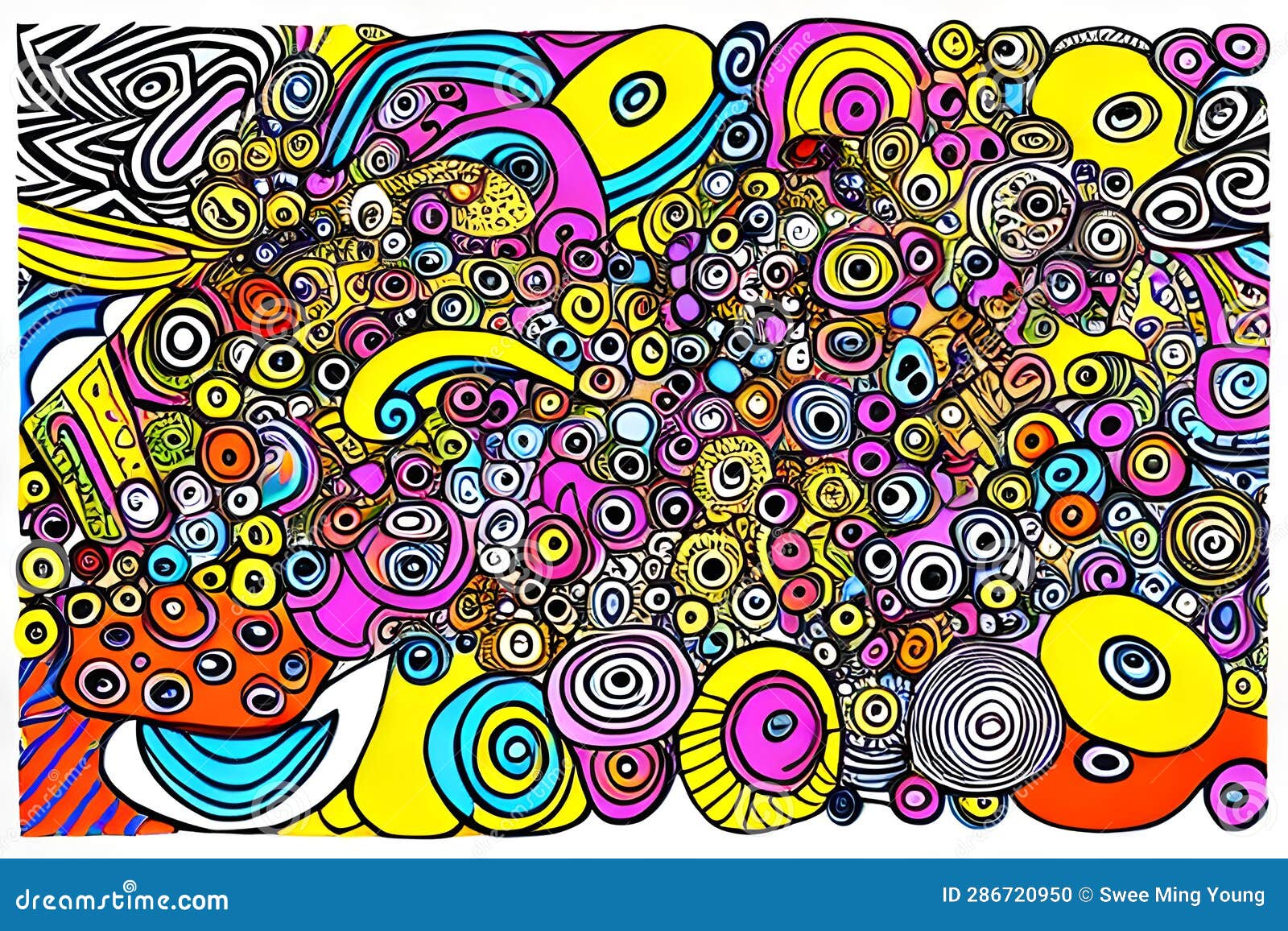 Colorful Image of the Abstract Doodle Art in Multitude Array of Shapes ...