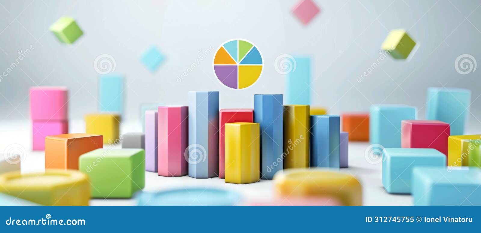 A Colorful Image of Blocks with a Pie Chart on Top. Concept of ...