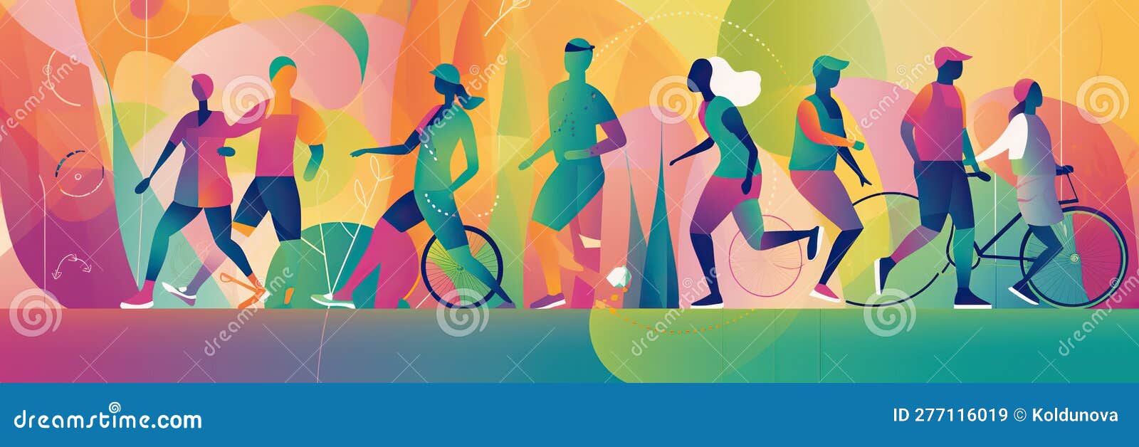 Colorful Image of Diverse People Engaging in Physical Activity ... Colorful Image of Diverse People Engaging in Physical Activity ...