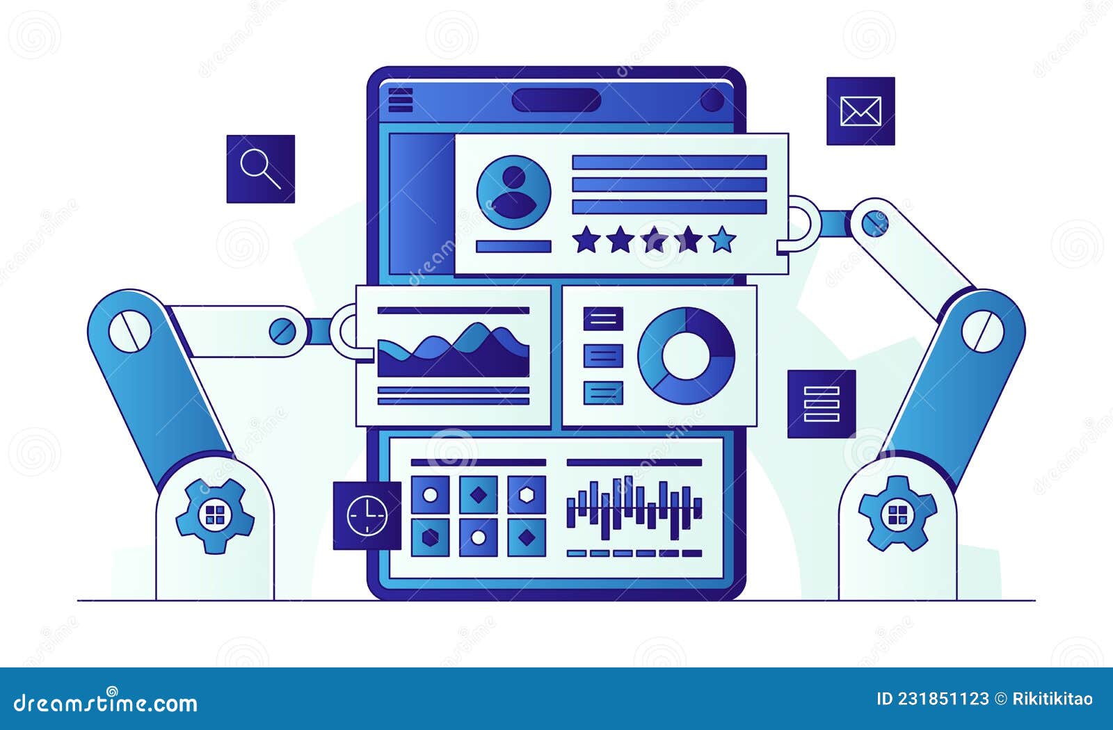 Business Process Automation Process Flat Vector Illustration Stock ...