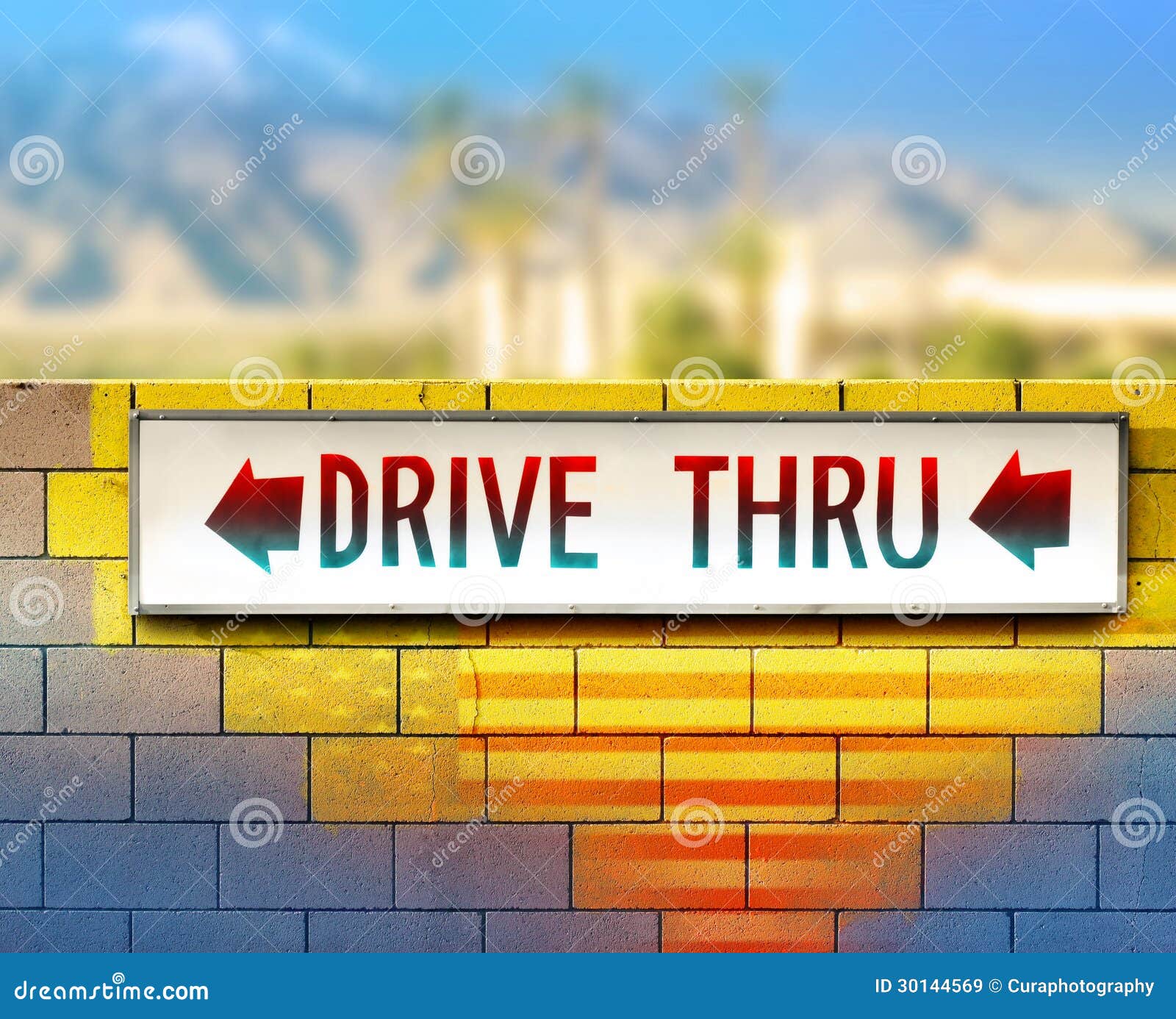 Old drive-thru sign stock image. Image of blue, fast - 30144569