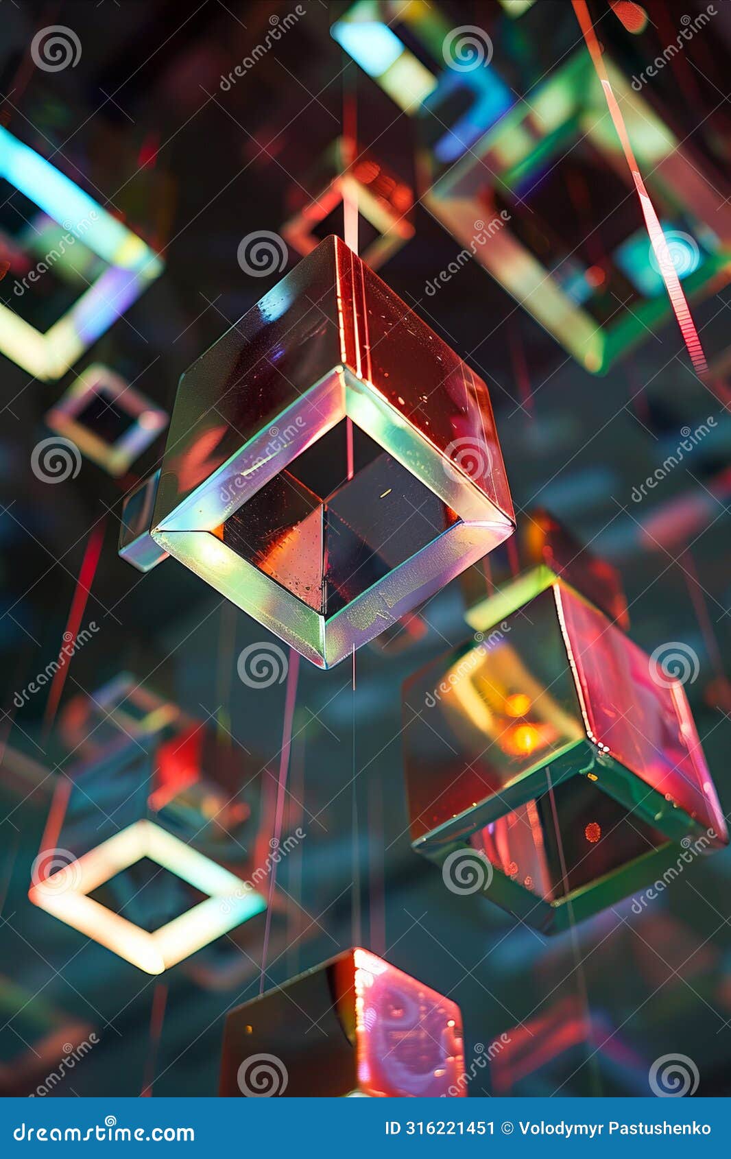A Colorful Image of a Room with Many Cubes Stock Image - Image of light ...