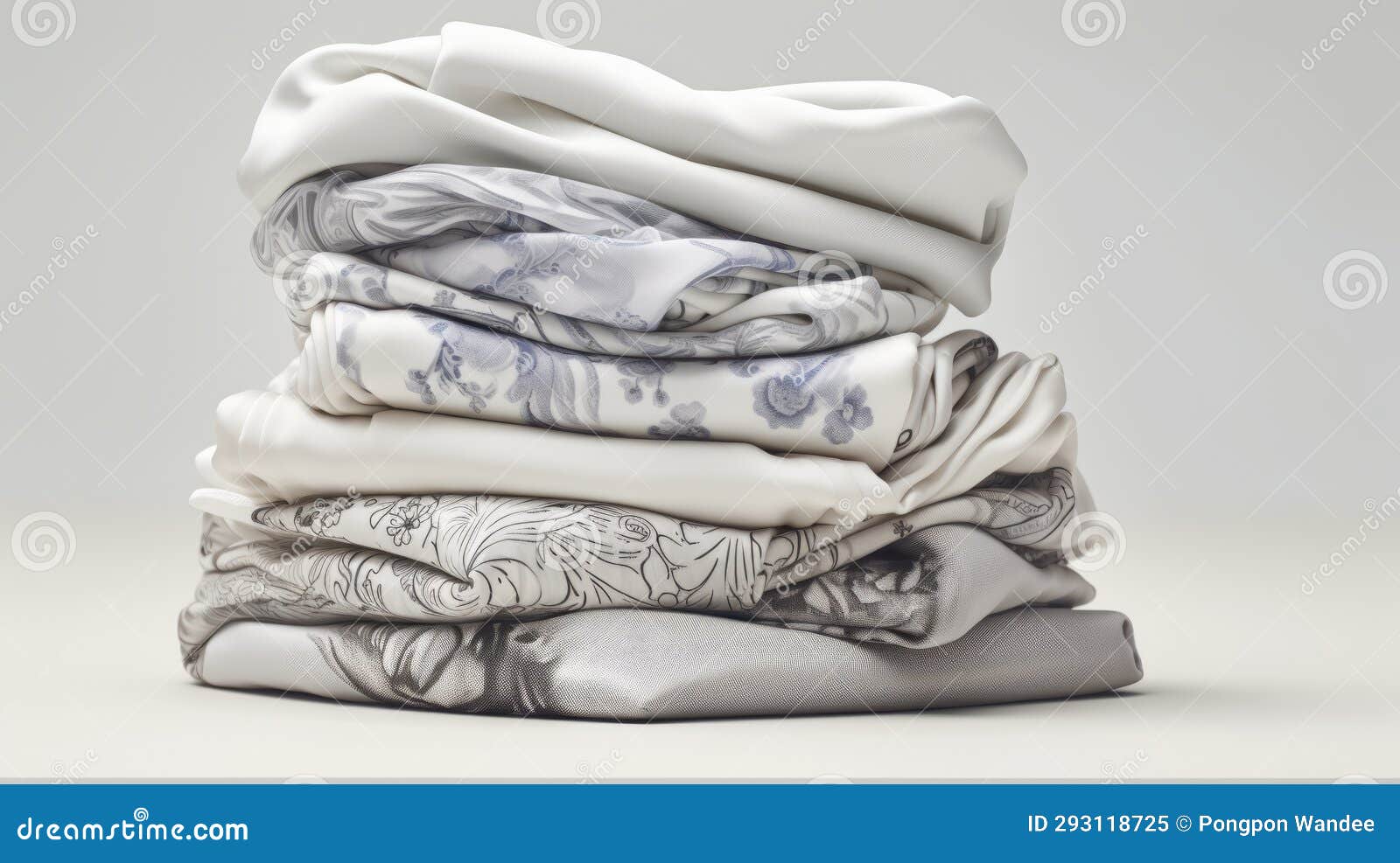 A Colorful Image of a Stack of Folded Bed Sheets on a White Background ...