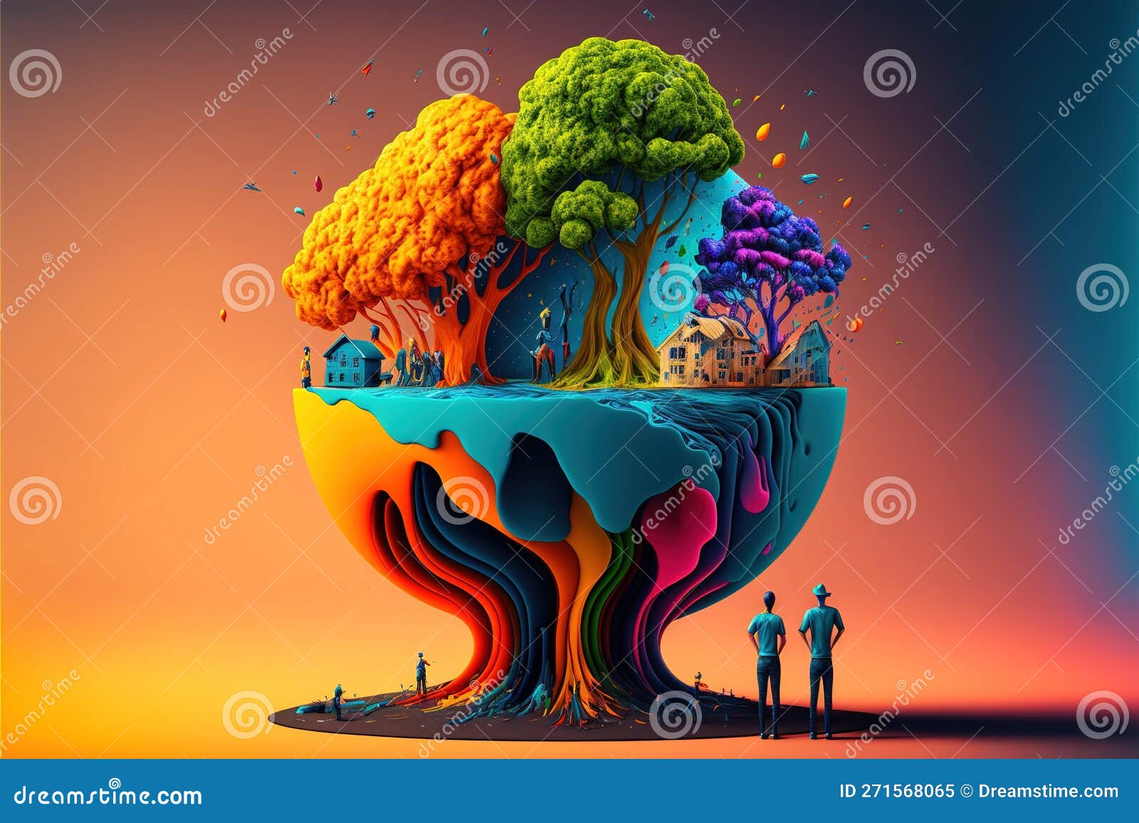 Colorful Imaginary Abstract Worlds, Sustainability Concept on a ...