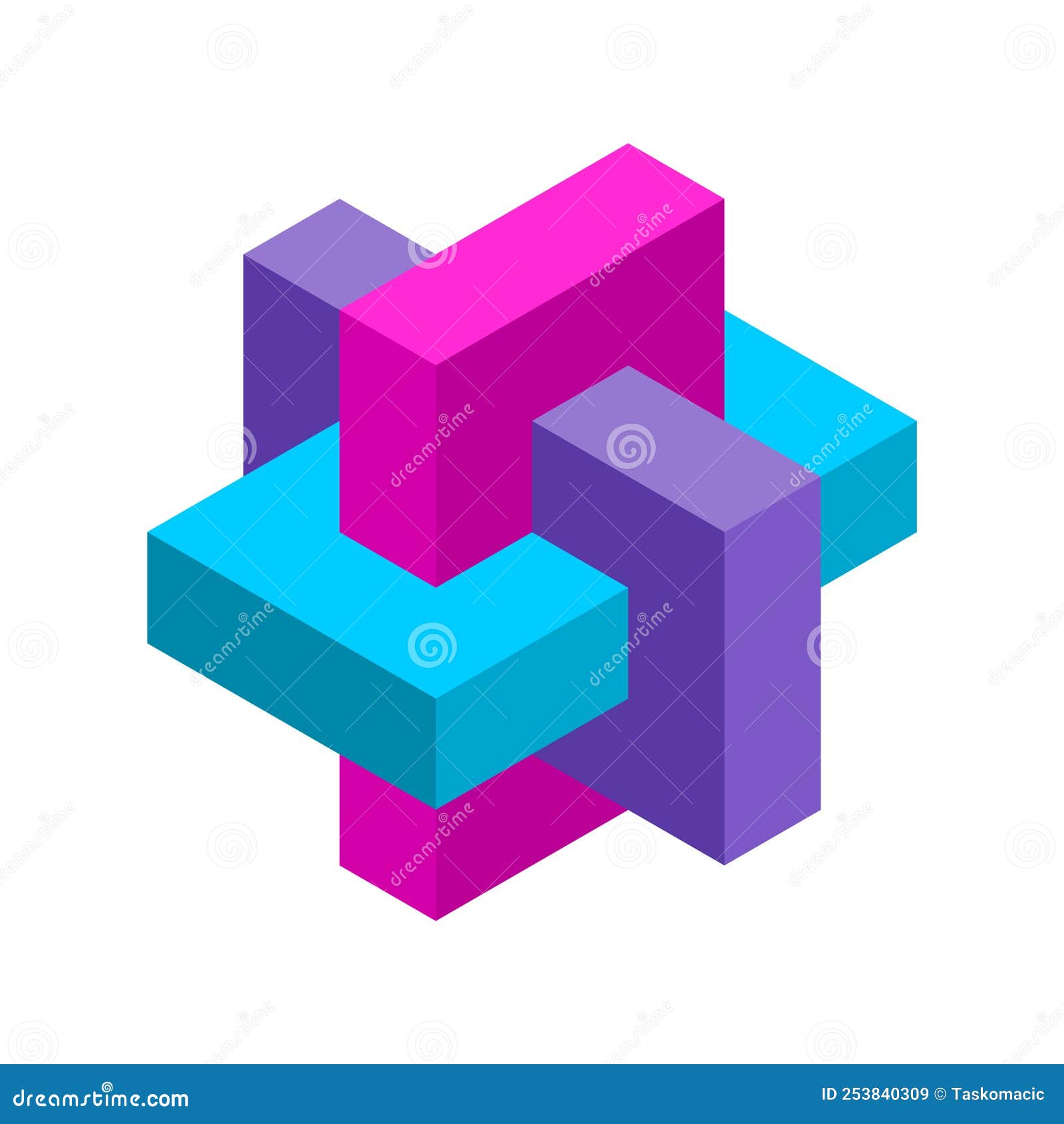 Colorful Impossible 3D Rectangles Symbol. Three Bricks Make An Penrose ...