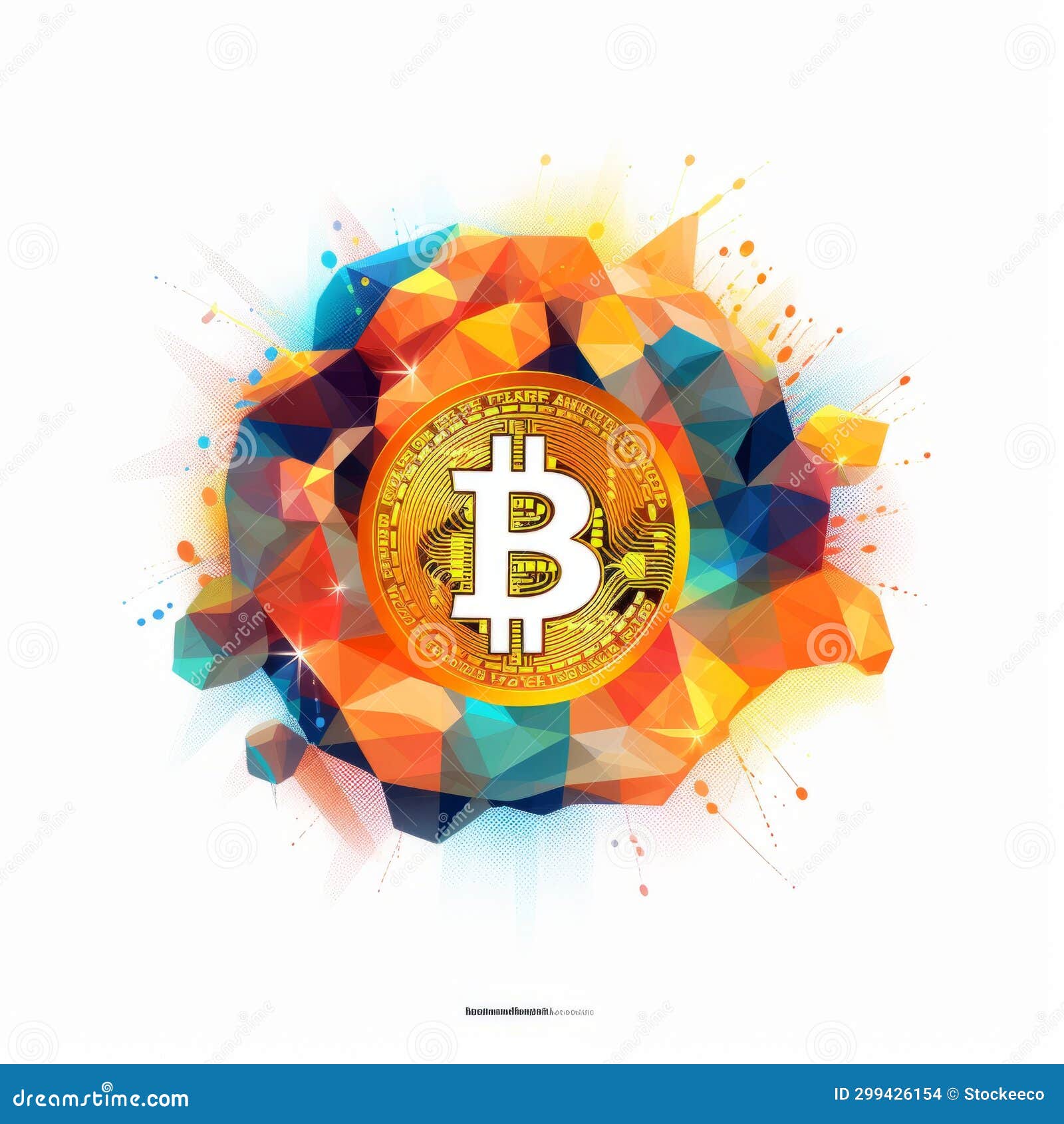 Colorful Impressionism: Bitcoin Graphic with Geometric Triangles Stock ...