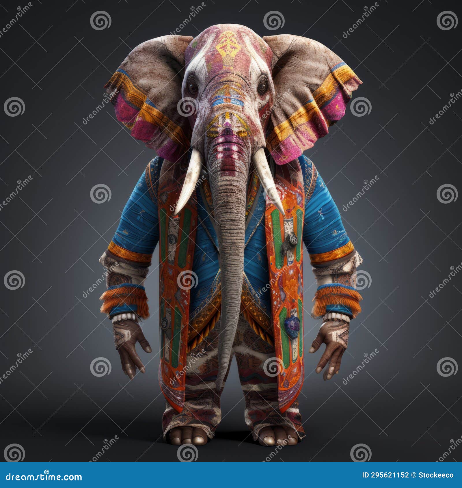 Colorful Indian Clothing 3d Elephant in Unreal Engine Style Stock ...