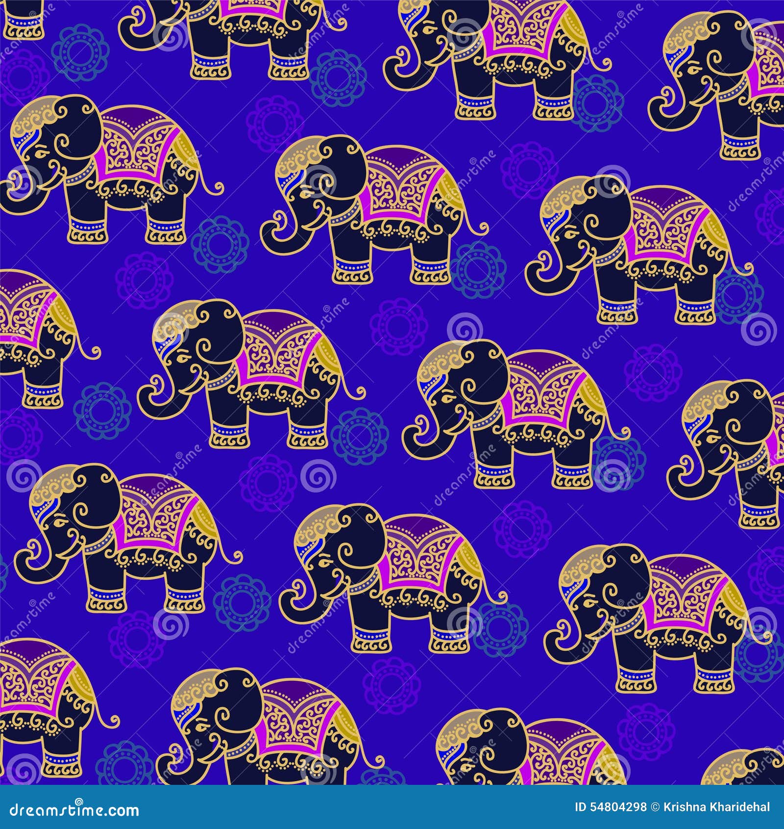 Colorful Indian Elephant Pattern Stock Vector - Illustration of ethnic ...