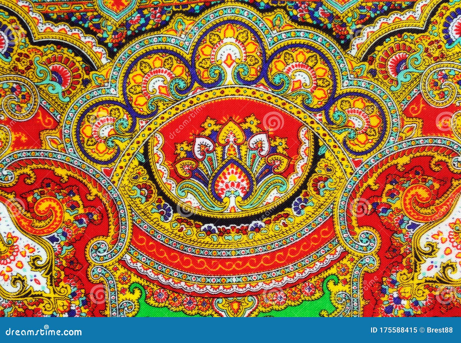 Colorful Indian Pattern Fabric Background Stock Image - Image of multi ...