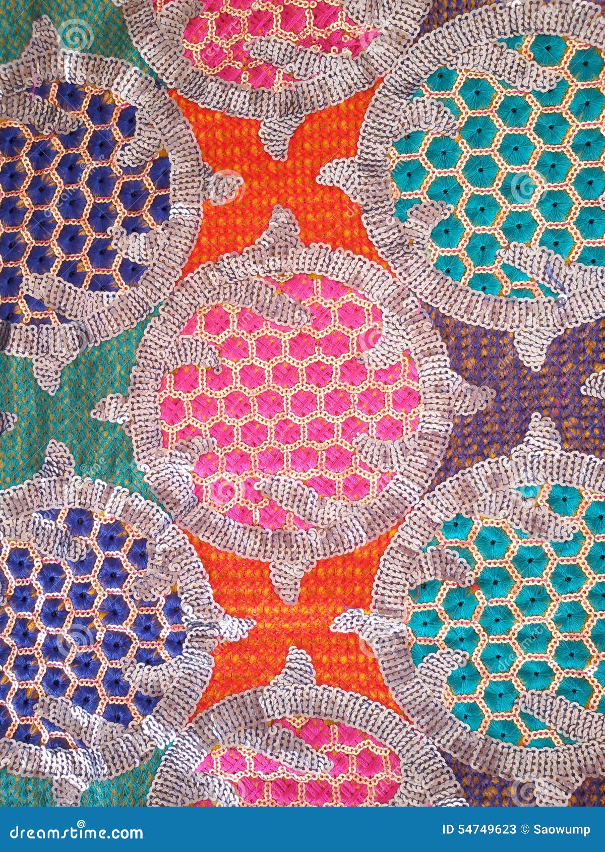 Colorful Indian Pattern Fabric Sequin Stock Image - Image of pattern ...