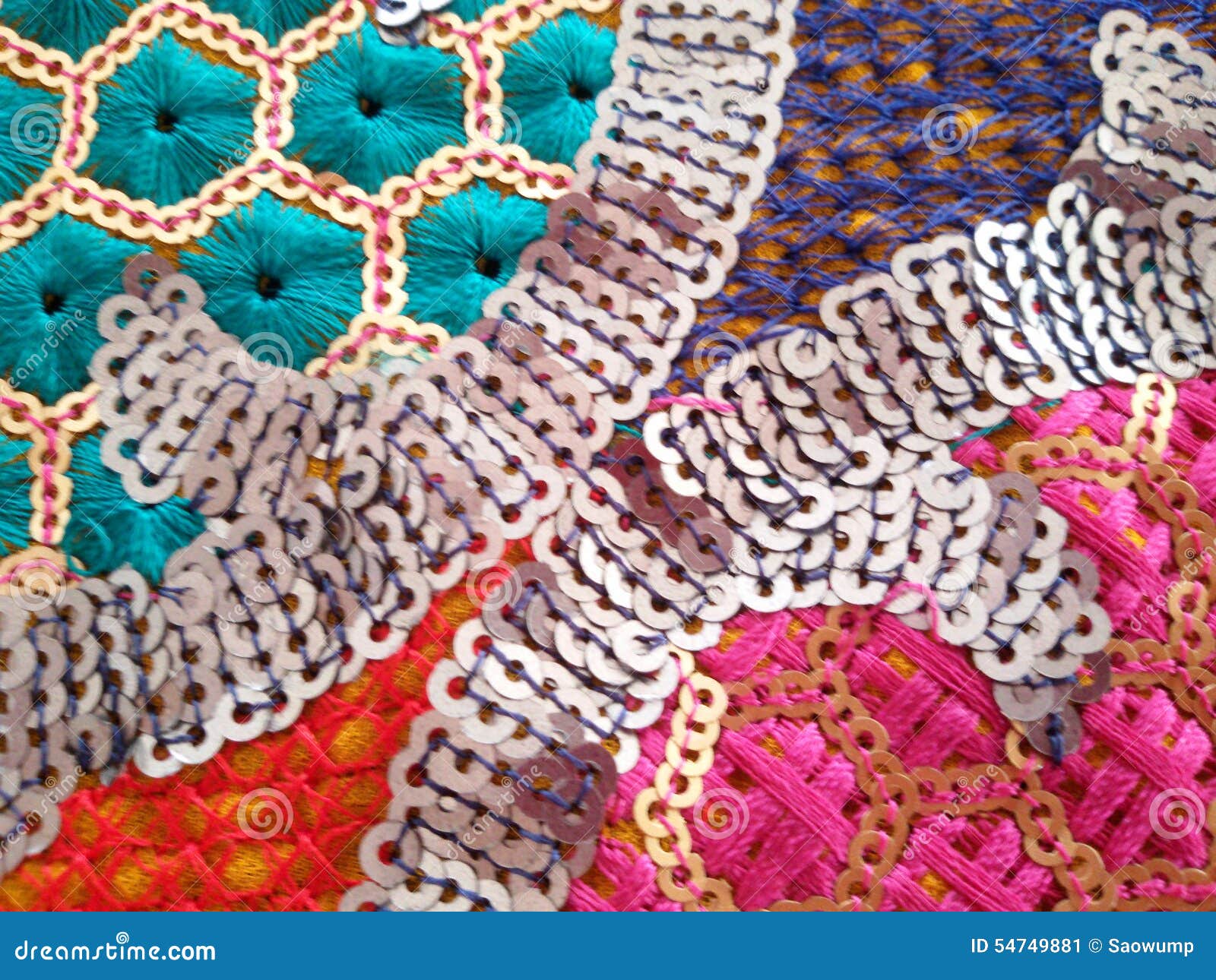 Colorful Indian Pattern Fabric Sequin Stock Image - Image of indian ...