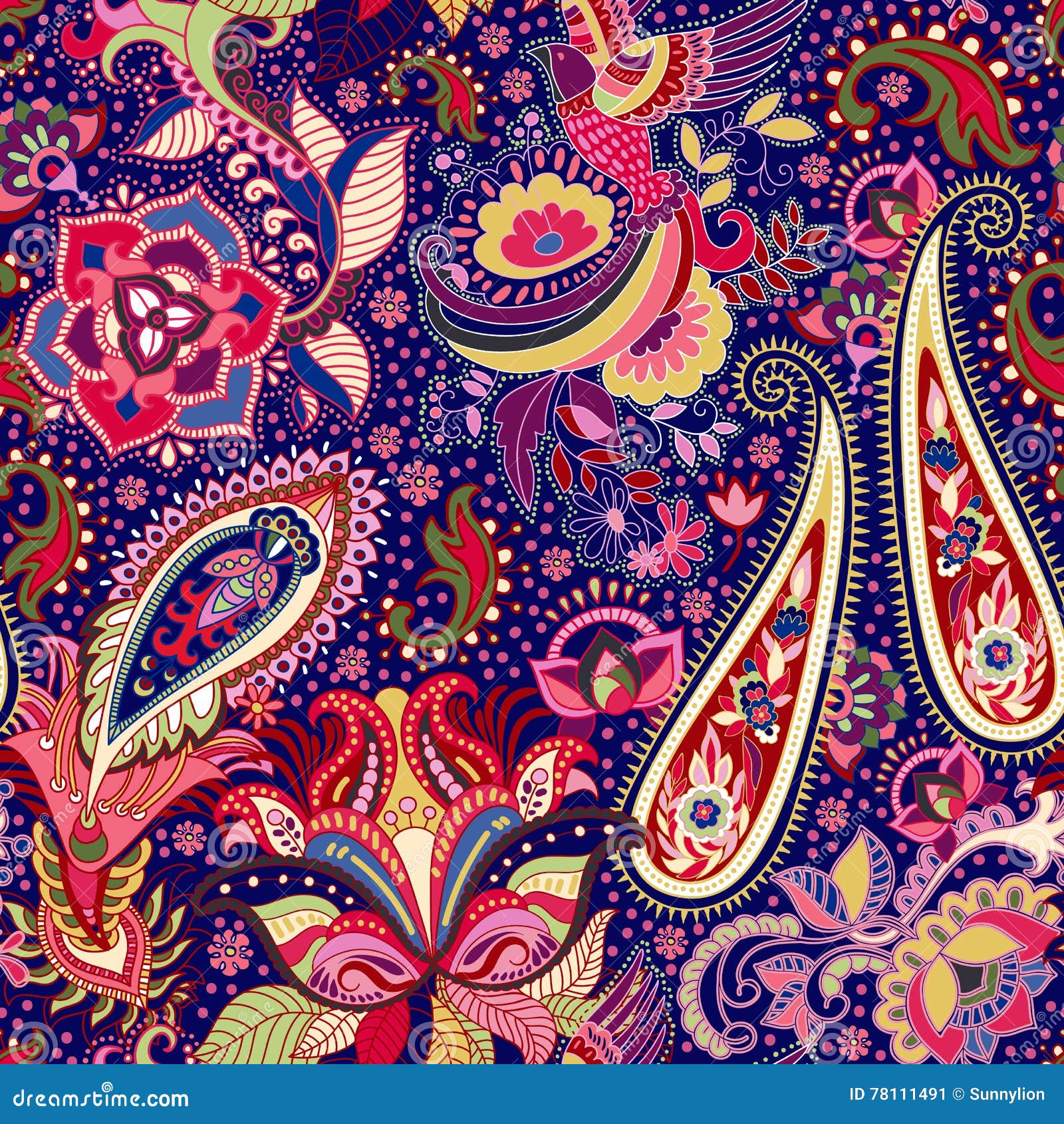 Colorful Indian Seamless Pattern Stock Vector - Illustration of ...