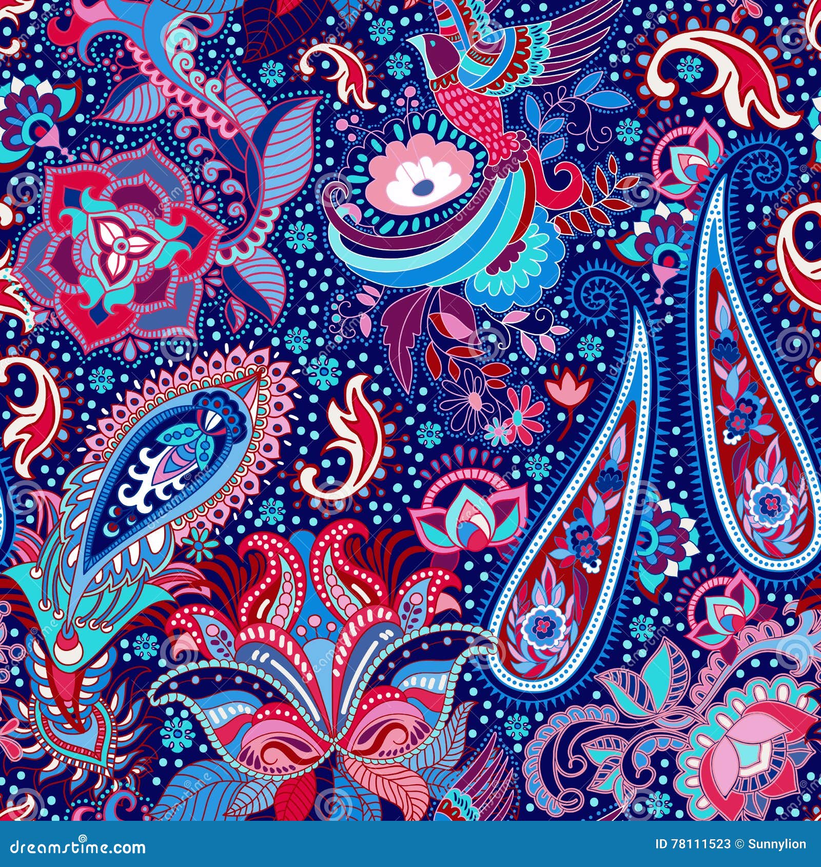 Colorful Indian Seamless Pattern Stock Vector Illustration Of Asian
