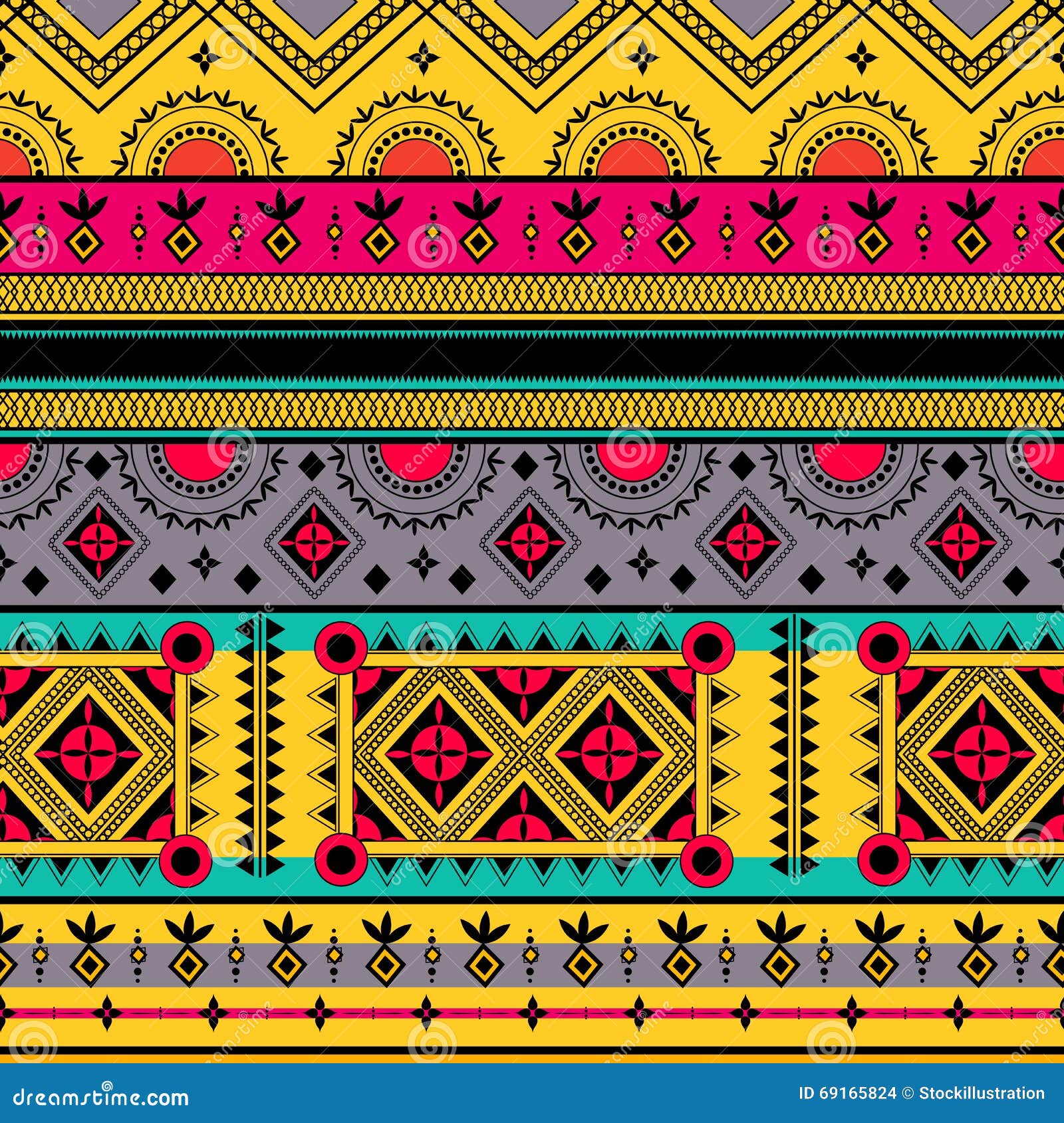 Colorful Indian Tribal Seamless Pattern Stock Vector - Illustration of ...