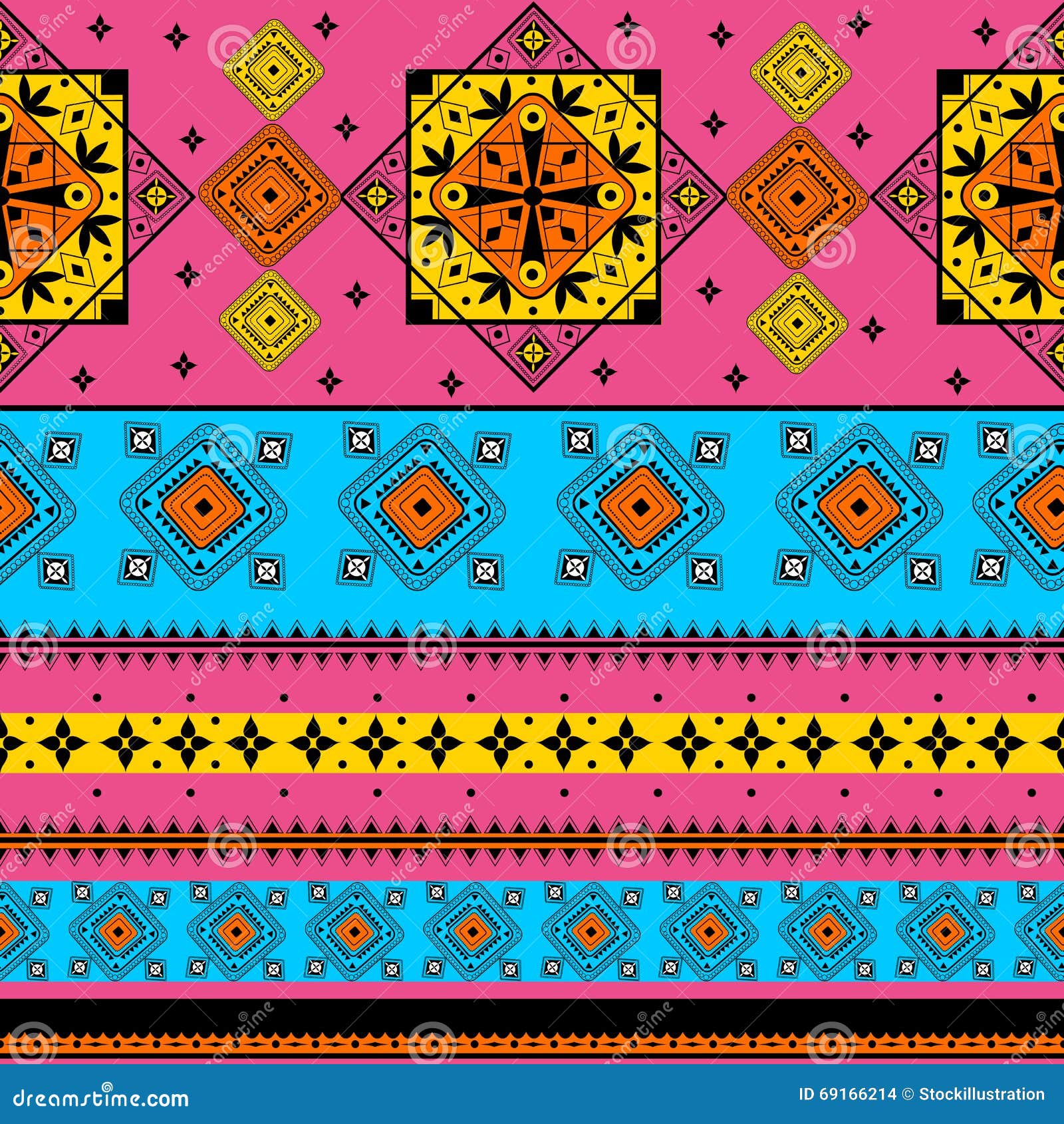 Colorful Indian Tribal Seamless Pattern Stock Vector - Illustration of ...