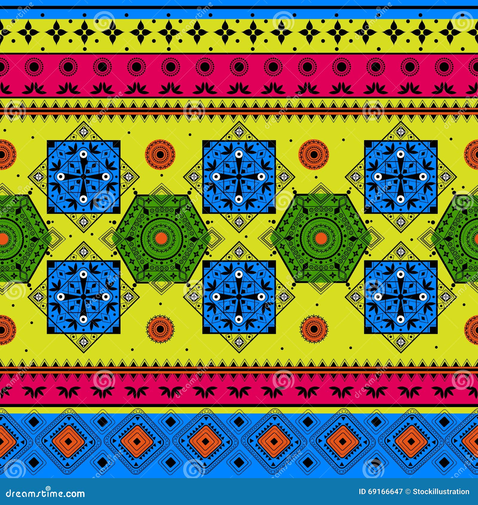 Colorful Indian Tribal Seamless Pattern Stock Vector - Illustration of ...