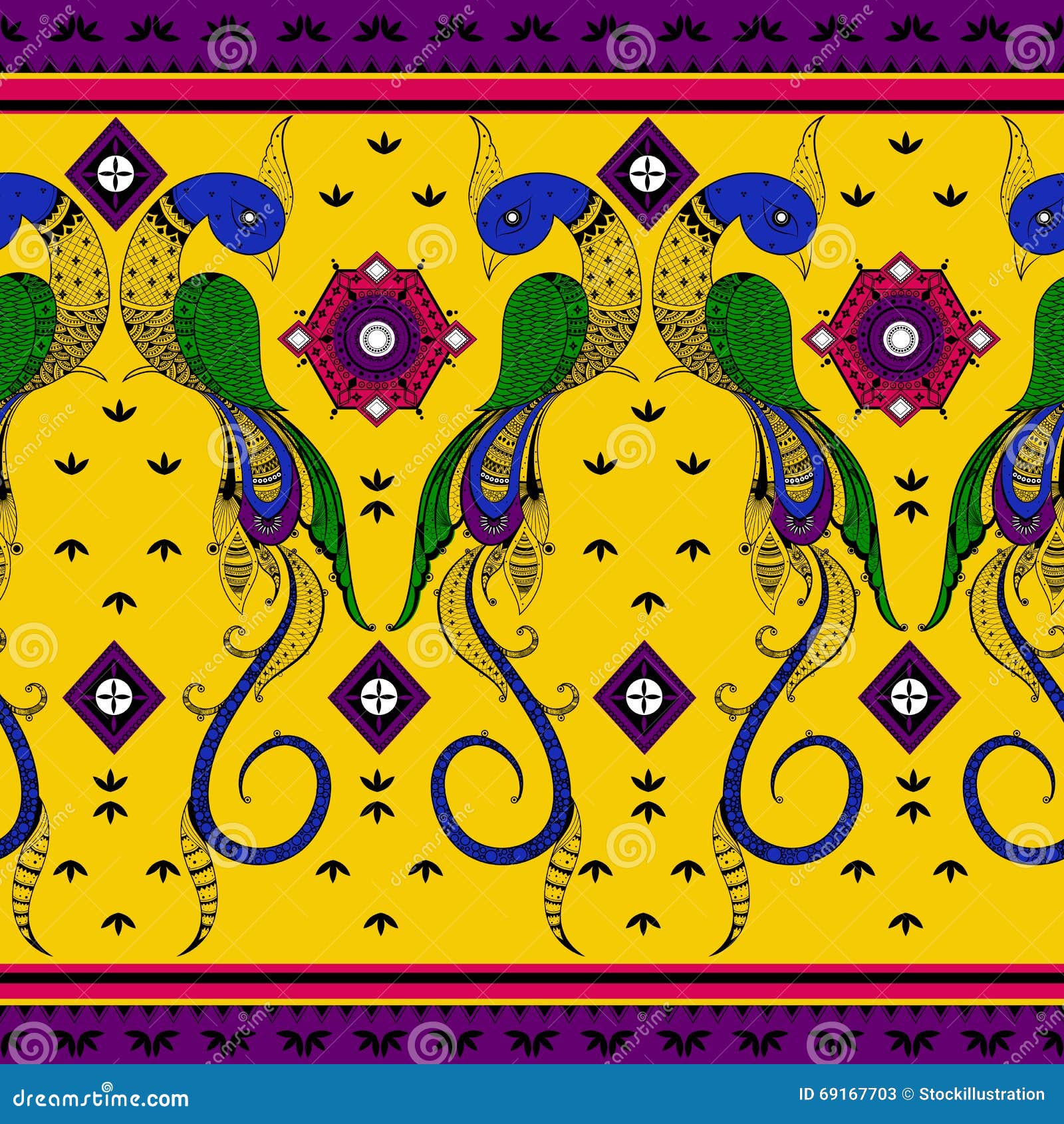 Colorful Indian Tribal Seamless Pattern Stock Vector - Illustration of ...