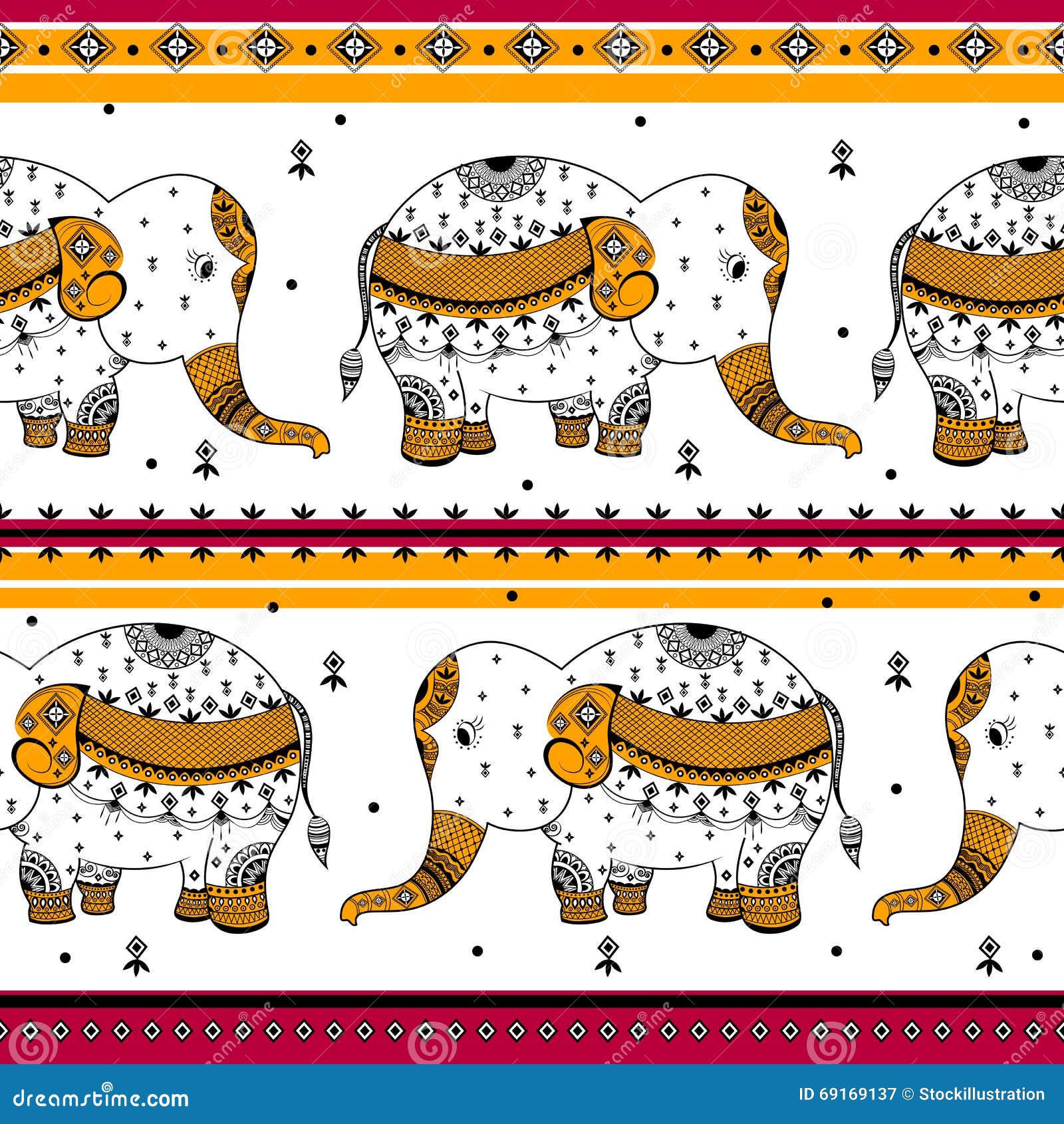 Colorful Indian Tribal Seamless Pattern Stock Vector - Illustration of ...