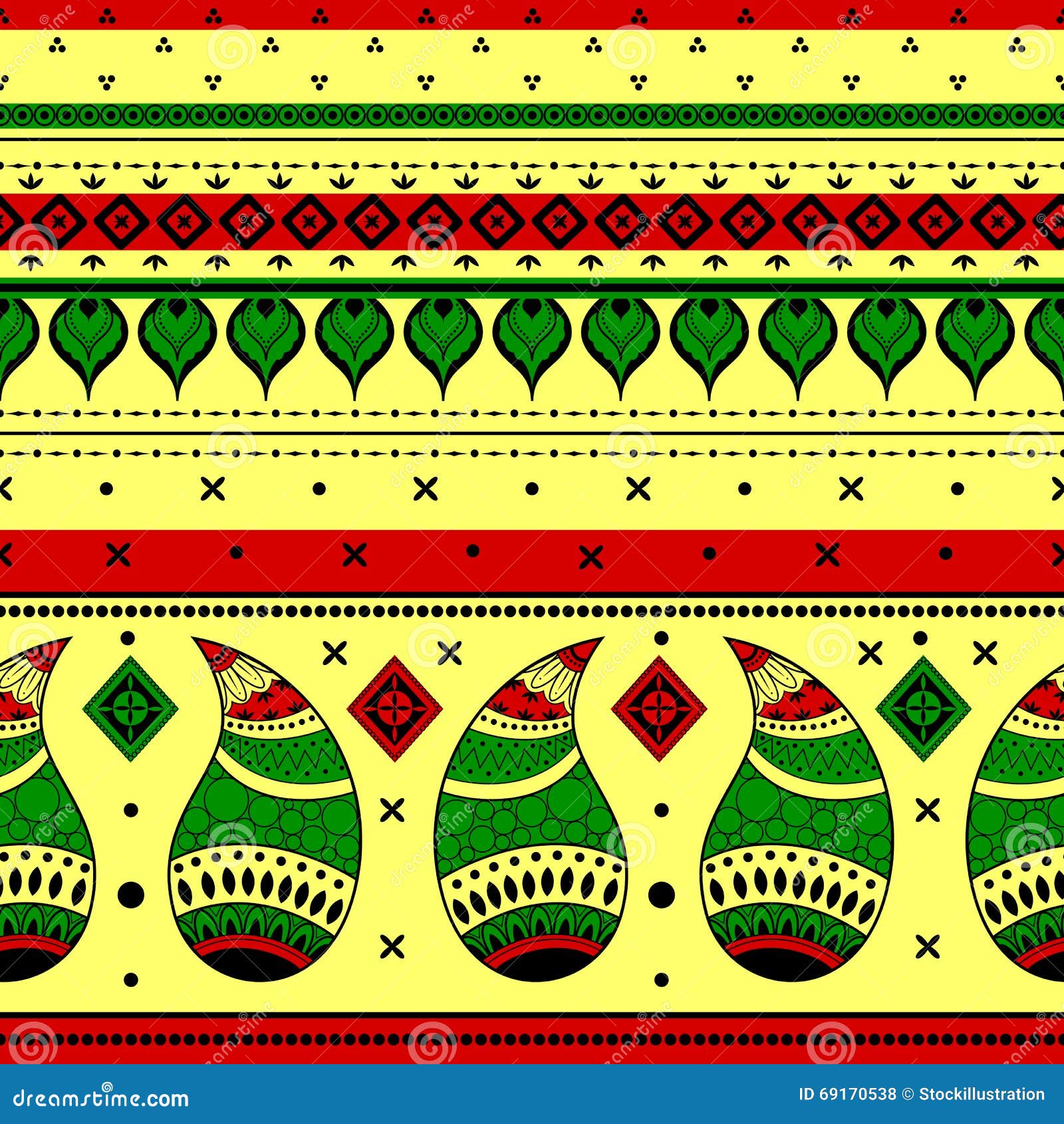 Colorful Indian Tribal Seamless Pattern Stock Vector - Illustration of ...