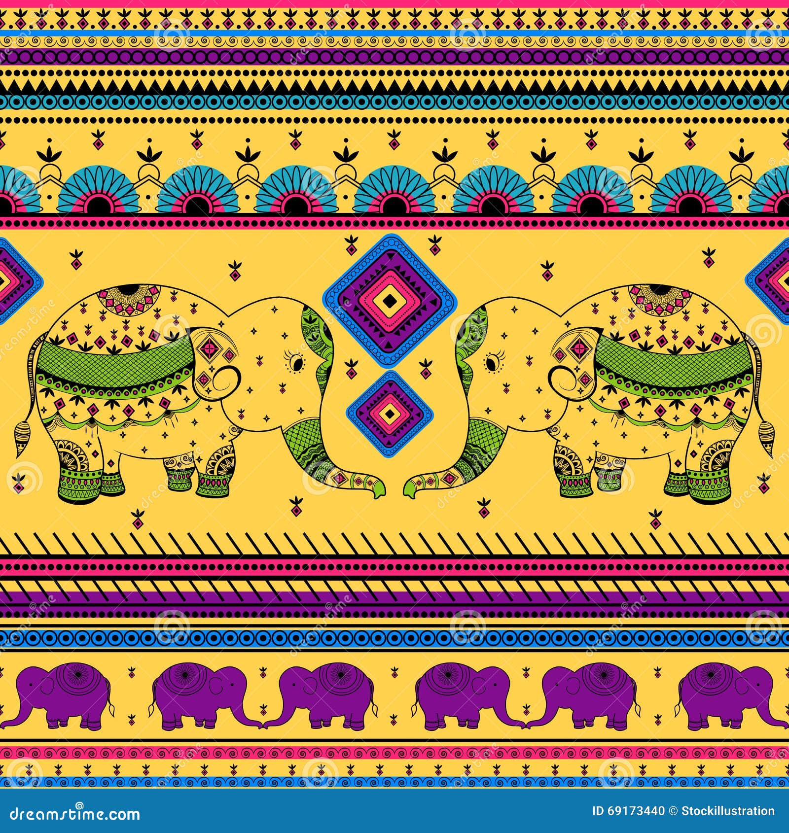 Colorful Indian Tribal Seamless Pattern Stock Vector - Illustration of ...