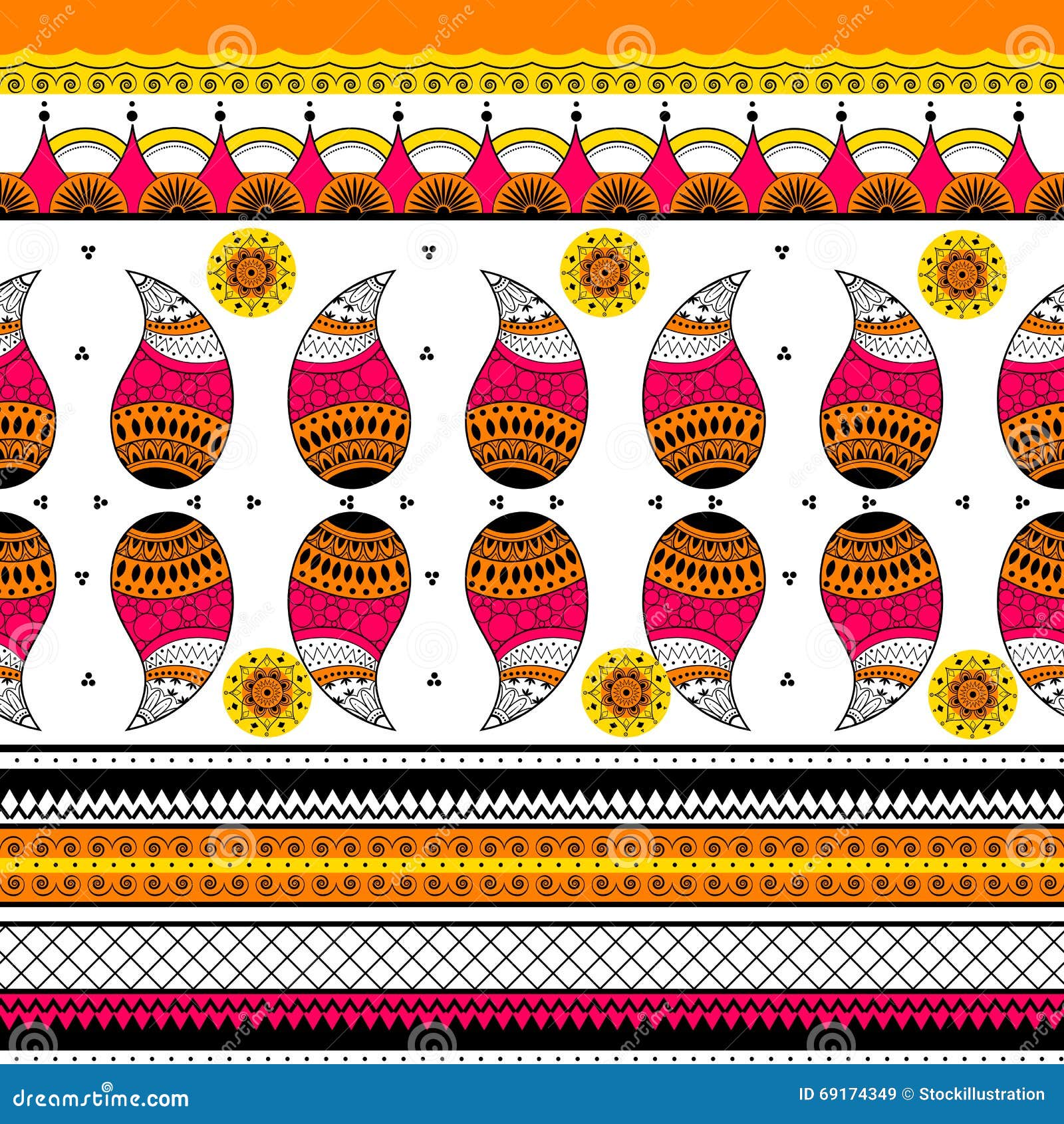 Colorful Indian Tribal Seamless Pattern Stock Vector - Illustration of ...