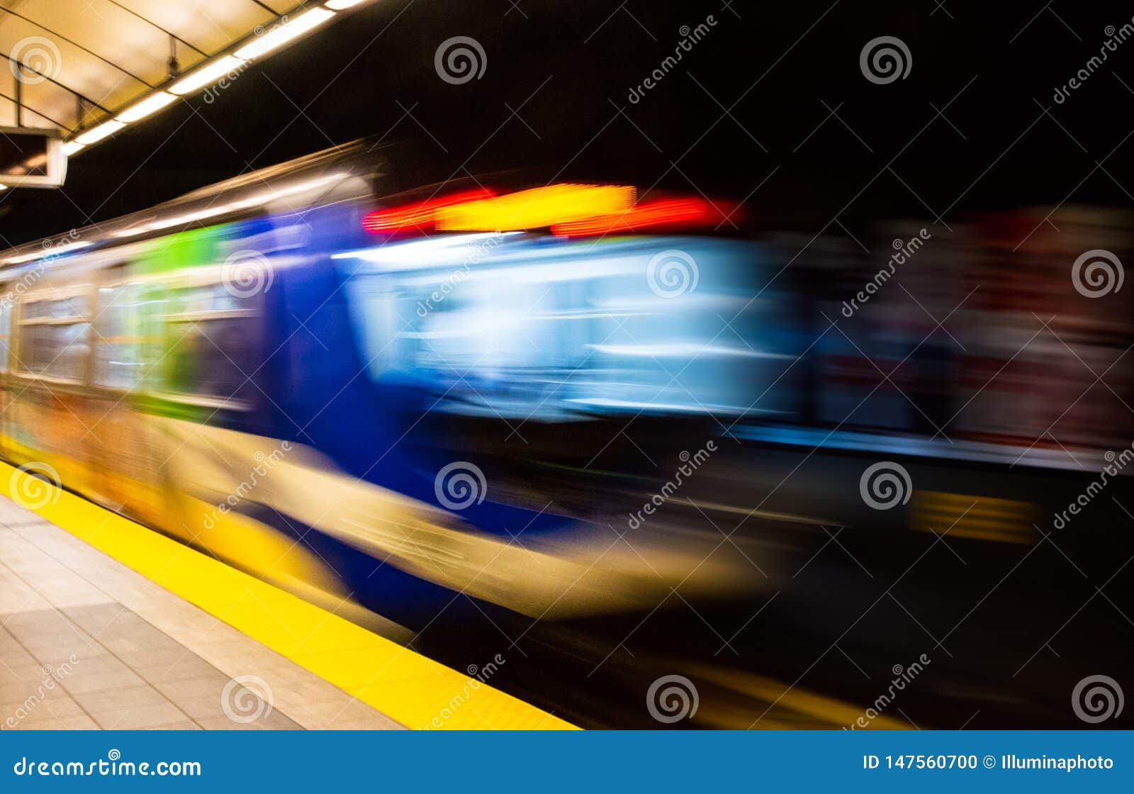 Colorful Abstract with Motion Blur of Subway Train Exiting Station ... Colorful Abstract with Motion Blur of Subway Train Exiting Station ...