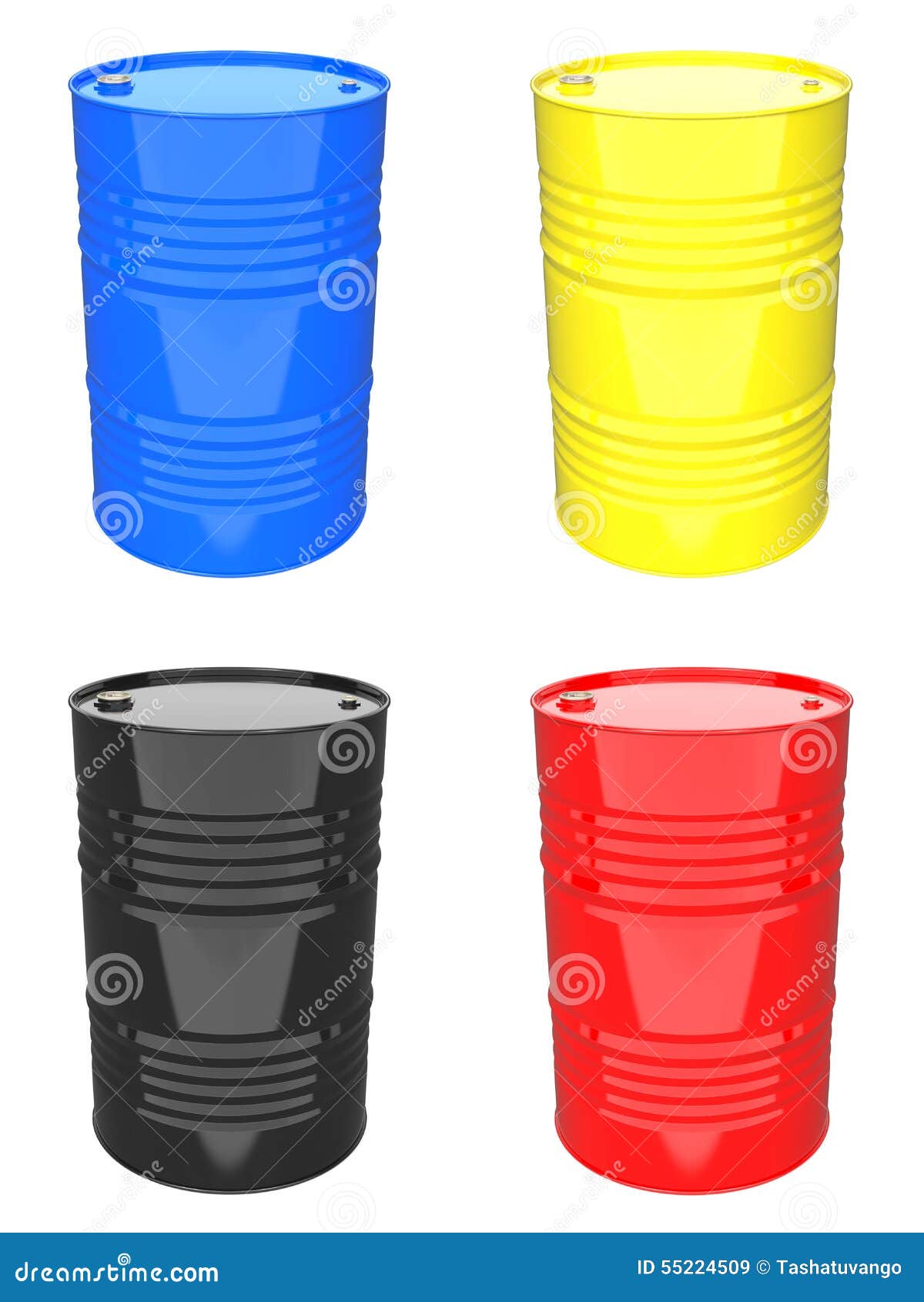 Colorful Industrial Barrel - Set of 3D Stock Illustration ...